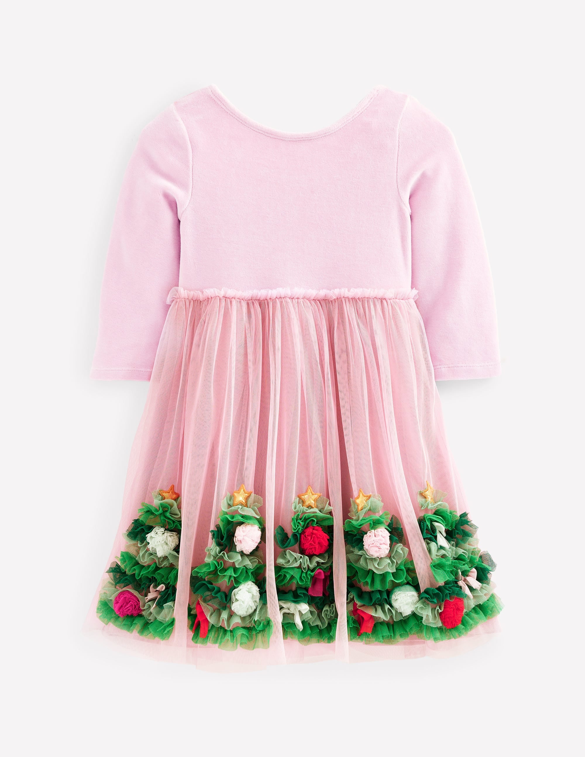 Velvet Tulle Appliqué Dress-Vintage Pink Christmas Trees | Boden USA