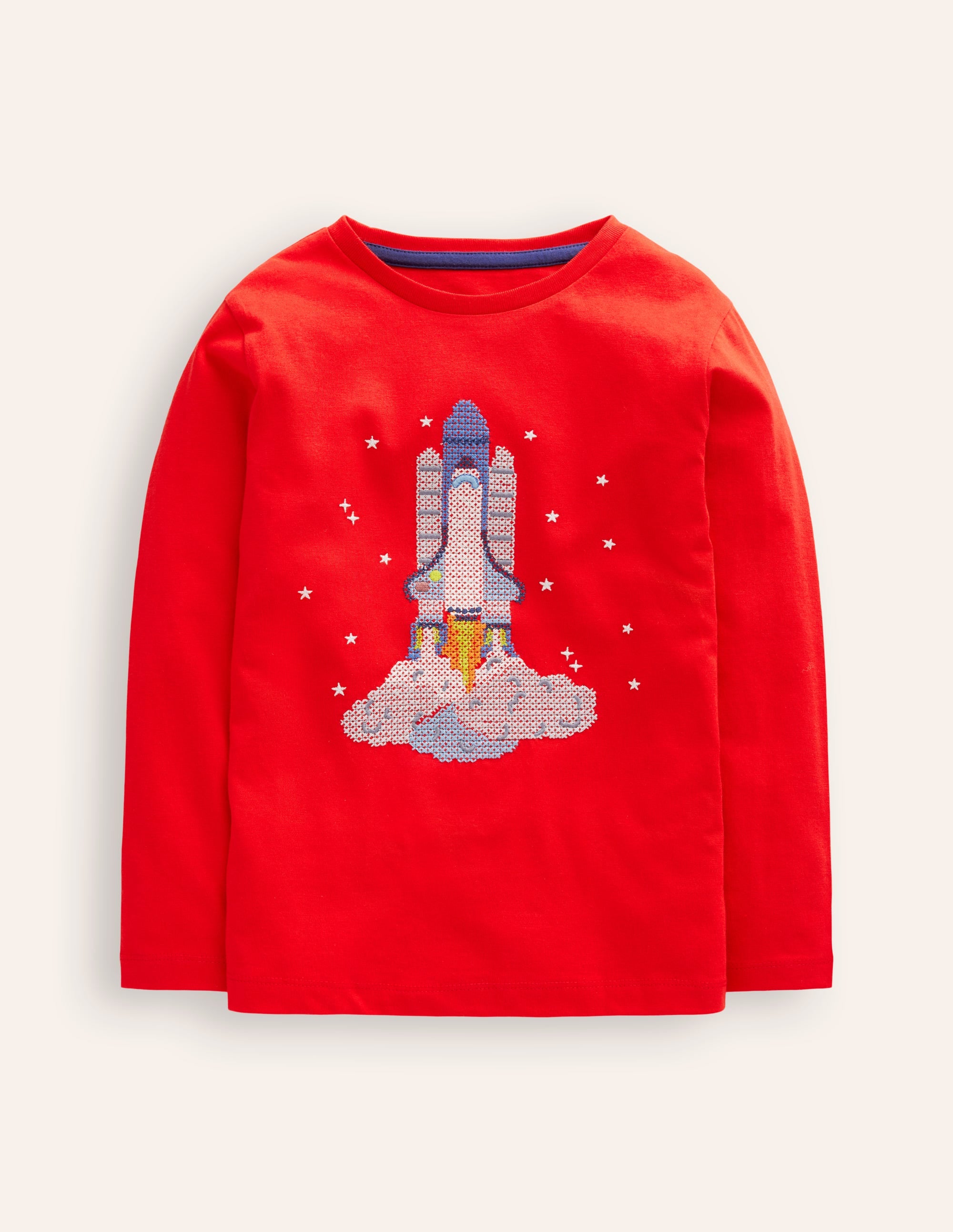 Cross Stitch T-Shirt-Poppy Red Rocket | Boden USA