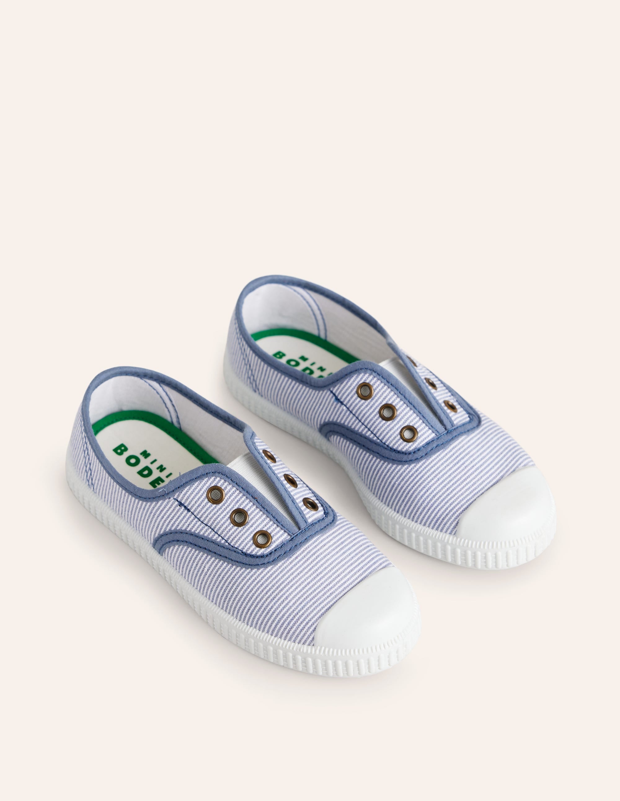 Laceless Canvas Pull-ons-Blue Ticking Stripe | Boden USA