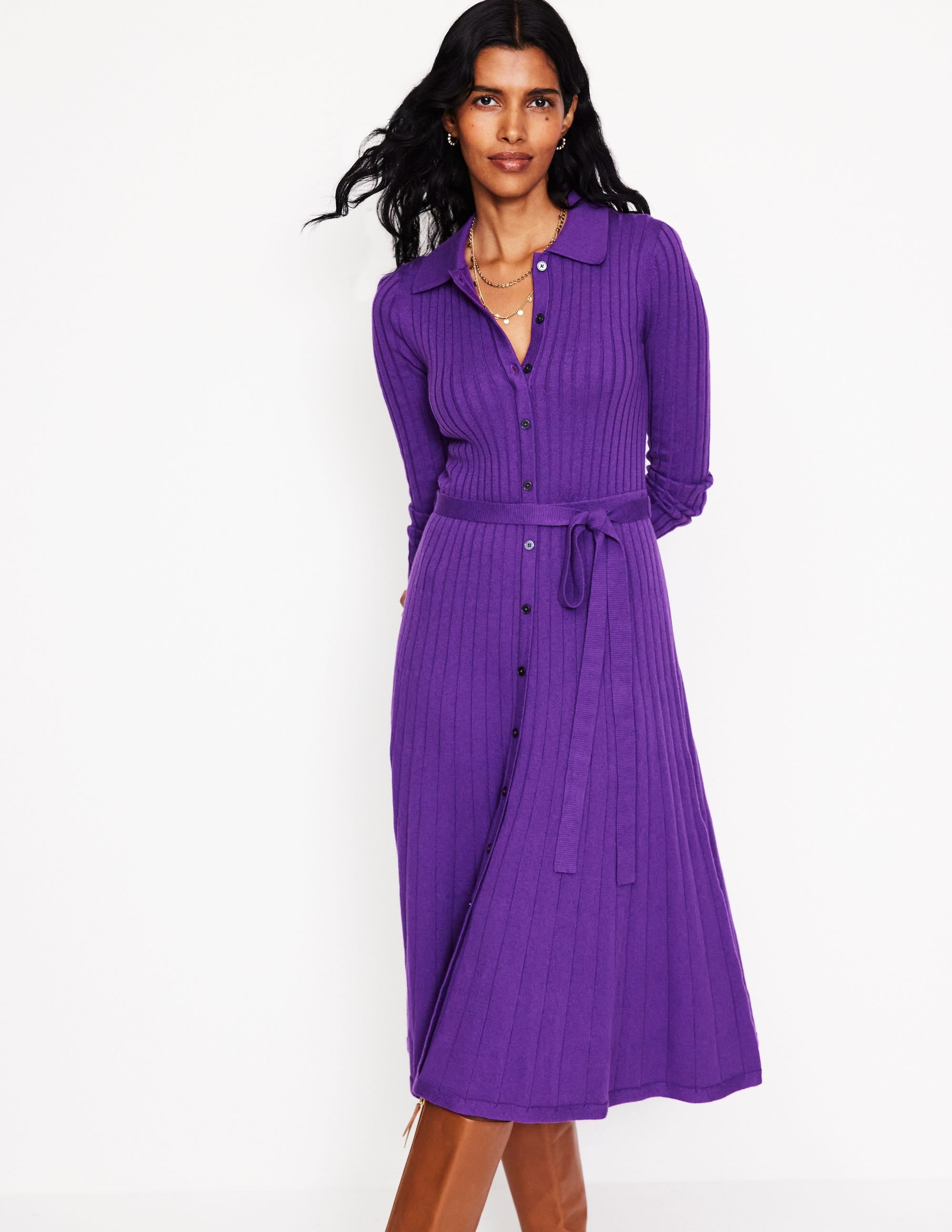 Rachel Knitted Shirt Dress-Amethyst | Boden USA