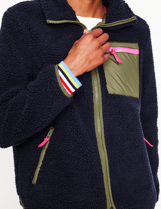 Truro Borg Fleece Jacket-Navy | Boden USA
