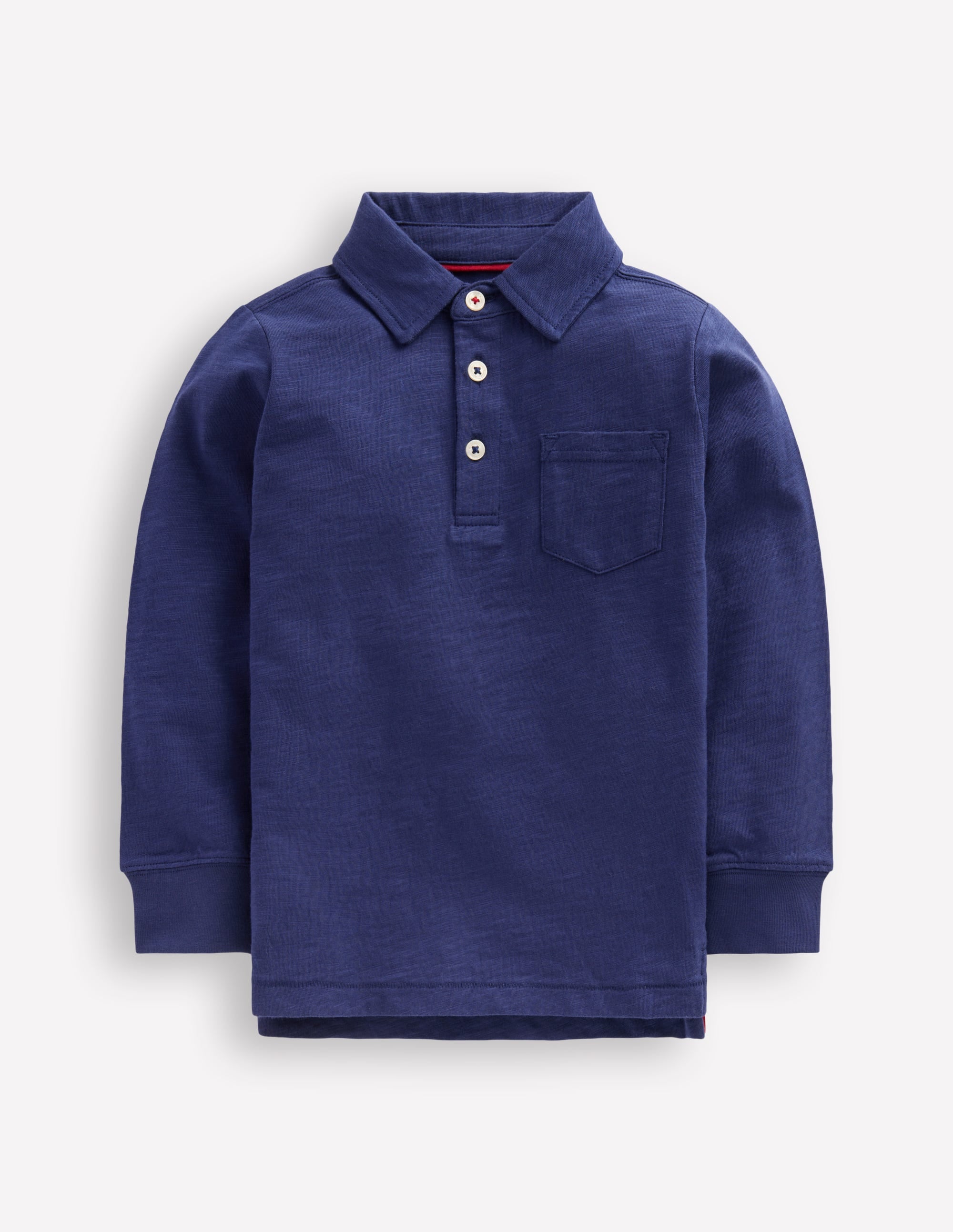 Long Sleeve Slub Polo-College Navy | Boden USA