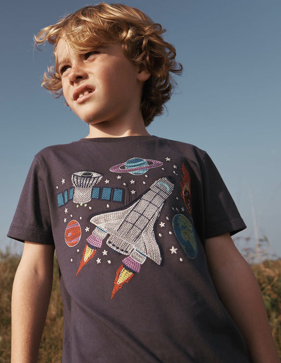Glow Superstitch T-shirt-Robot Blue Space | Boden USA