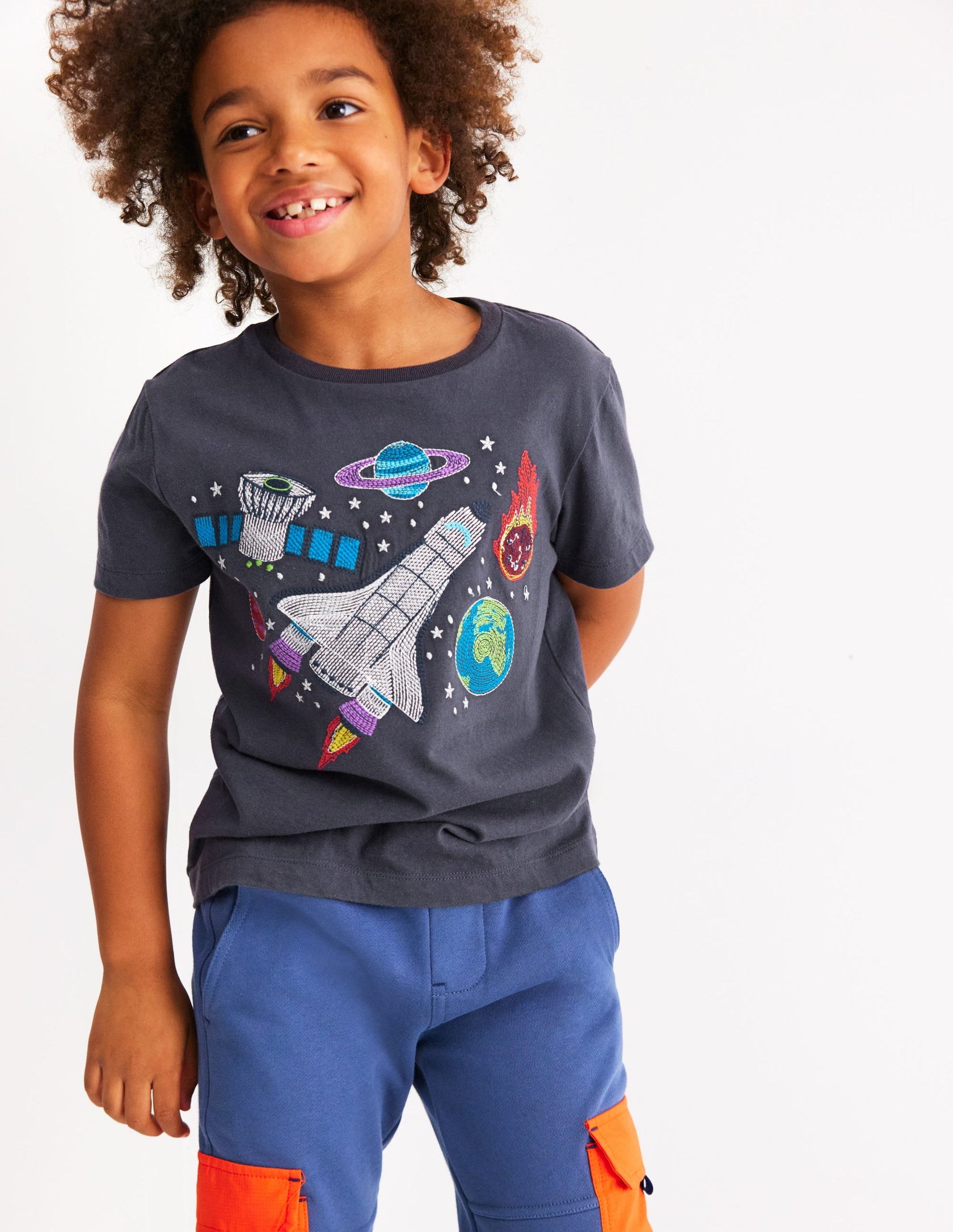 Glow Superstitch T-shirt-Robot Blue Space | Boden USA