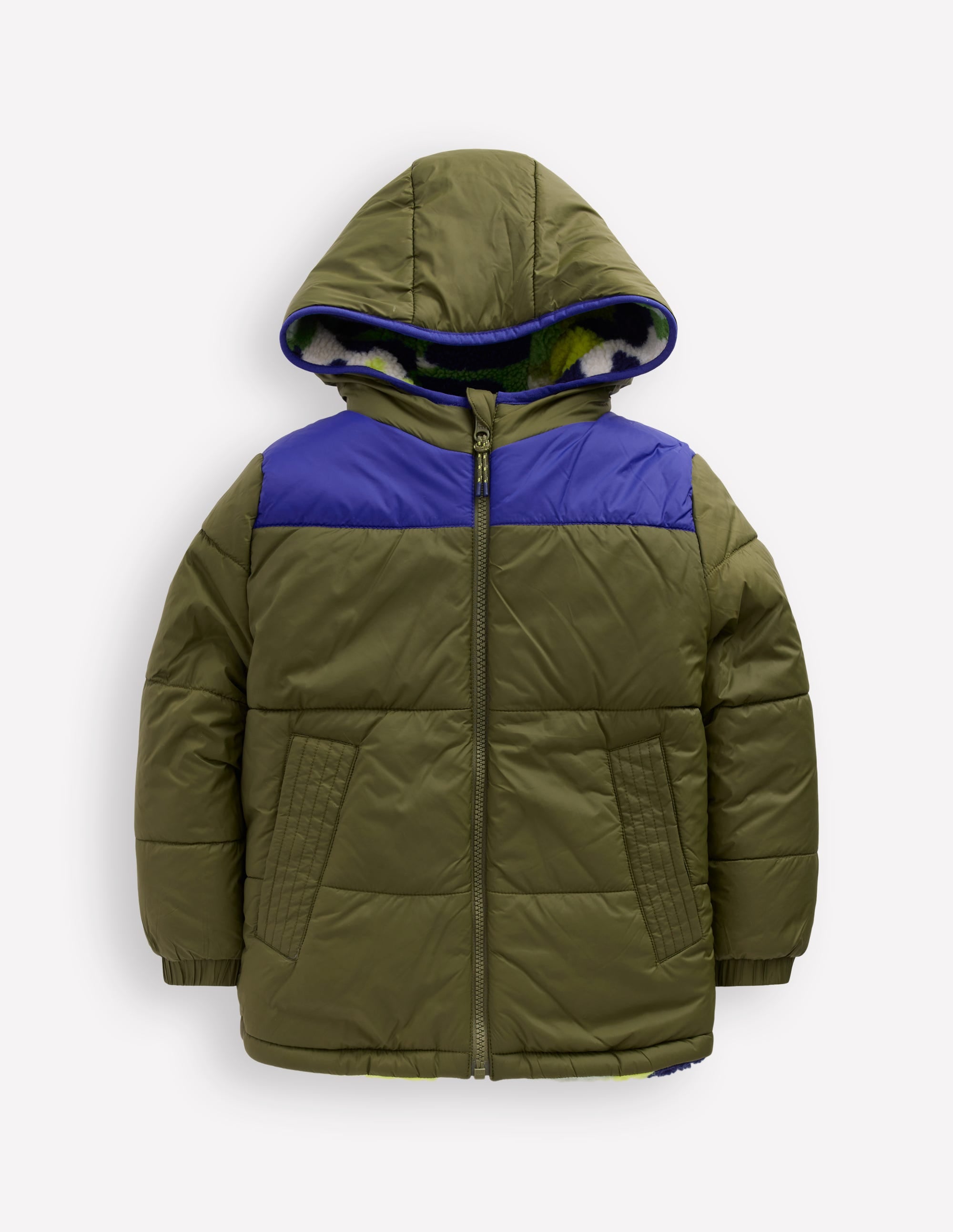 Reversible Cosy Borg Jacket-Green Camo | Boden USA