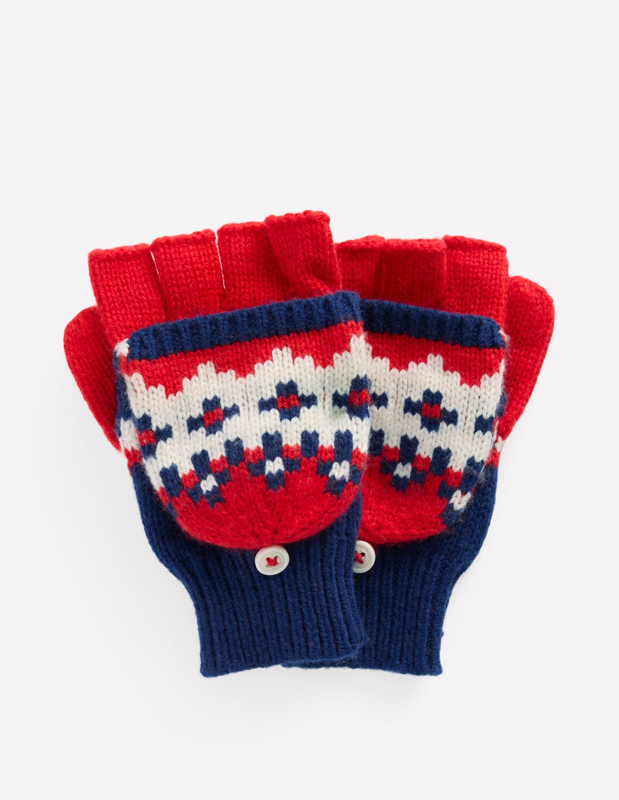 Fair Isle Mittens-College Navy Fair Isle | Boden USA