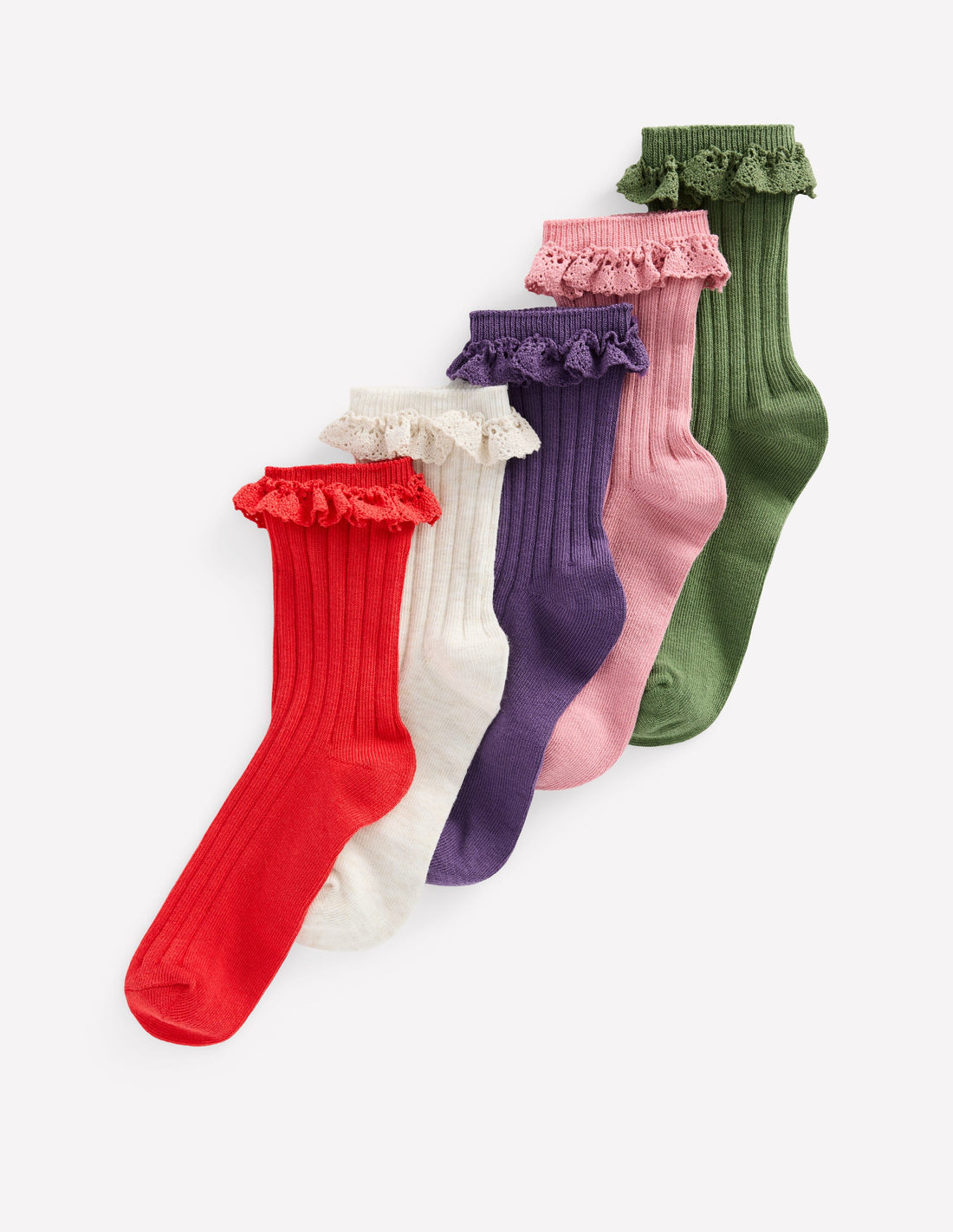 5-Pack Frilly Socks-Autumn Multi | Boden USA