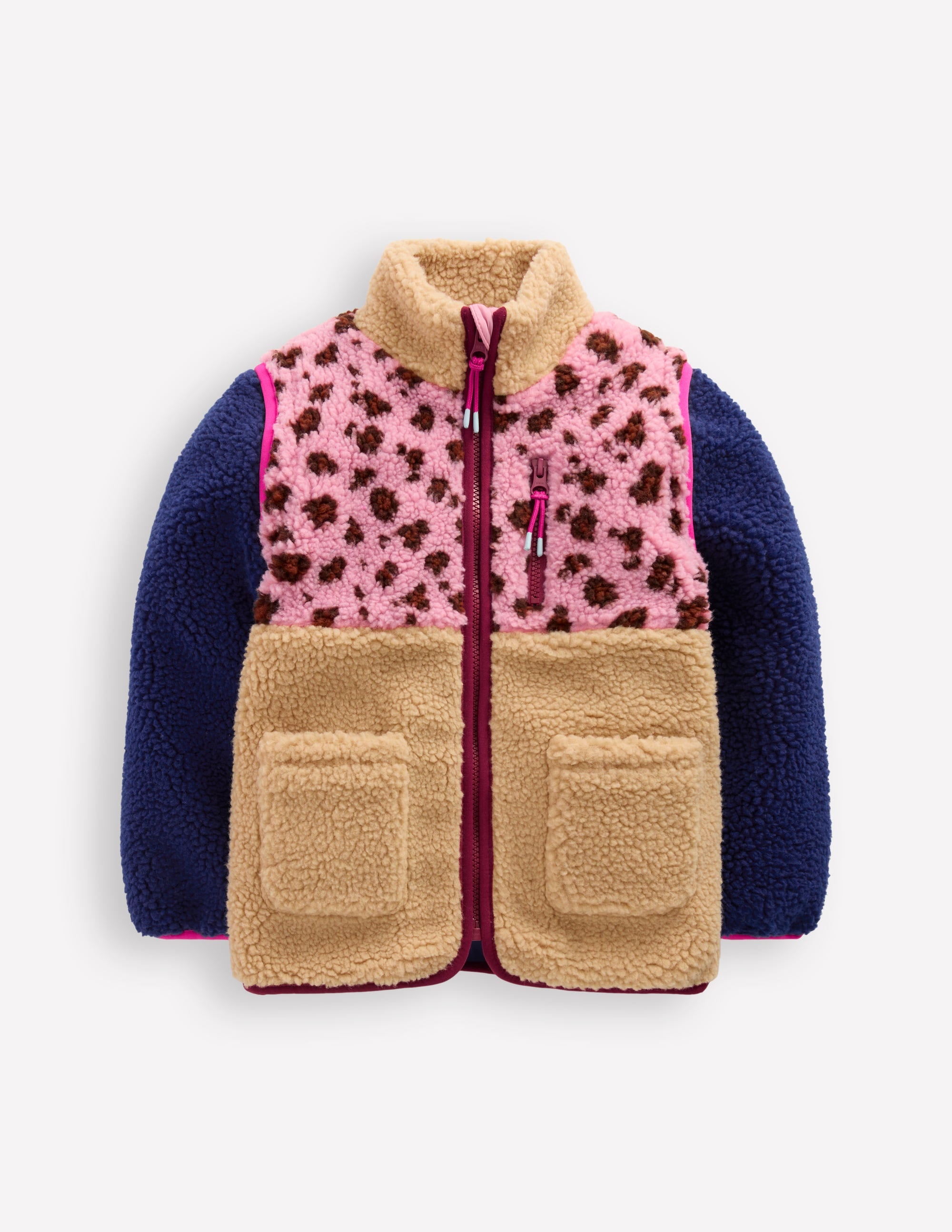 2-in-1 Borg Jacket-Pink Leopard | Boden USA