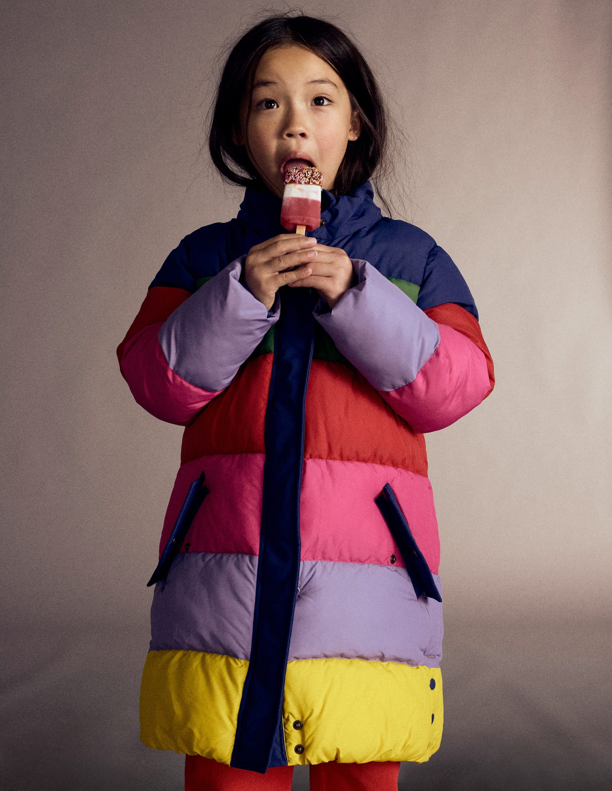 Longline Padded Coat-Rainbow Colourblock | Boden USA