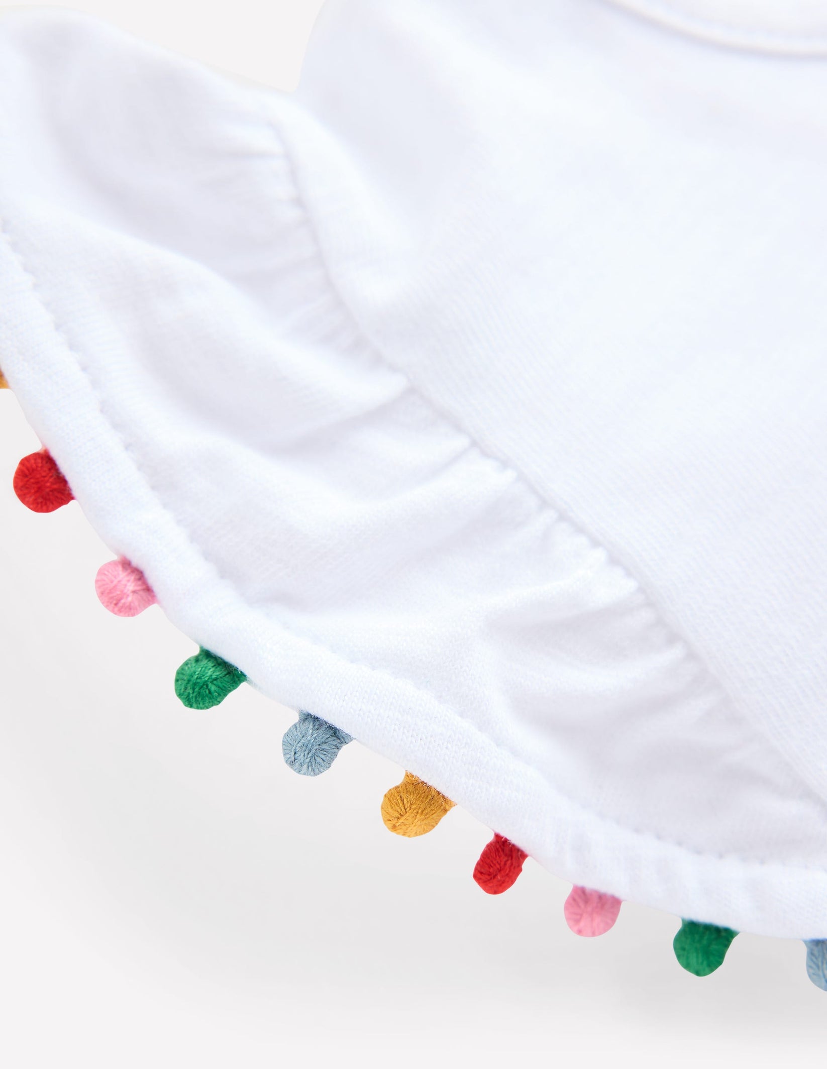 Frill Sleeve Pom Top-White | Boden USA