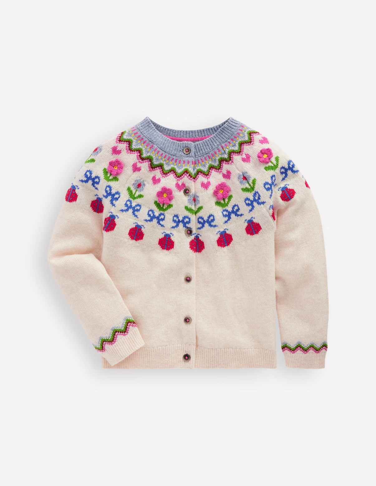 Edie Fair Isle Cardigan-Ecru Marl Flowers | Boden USA