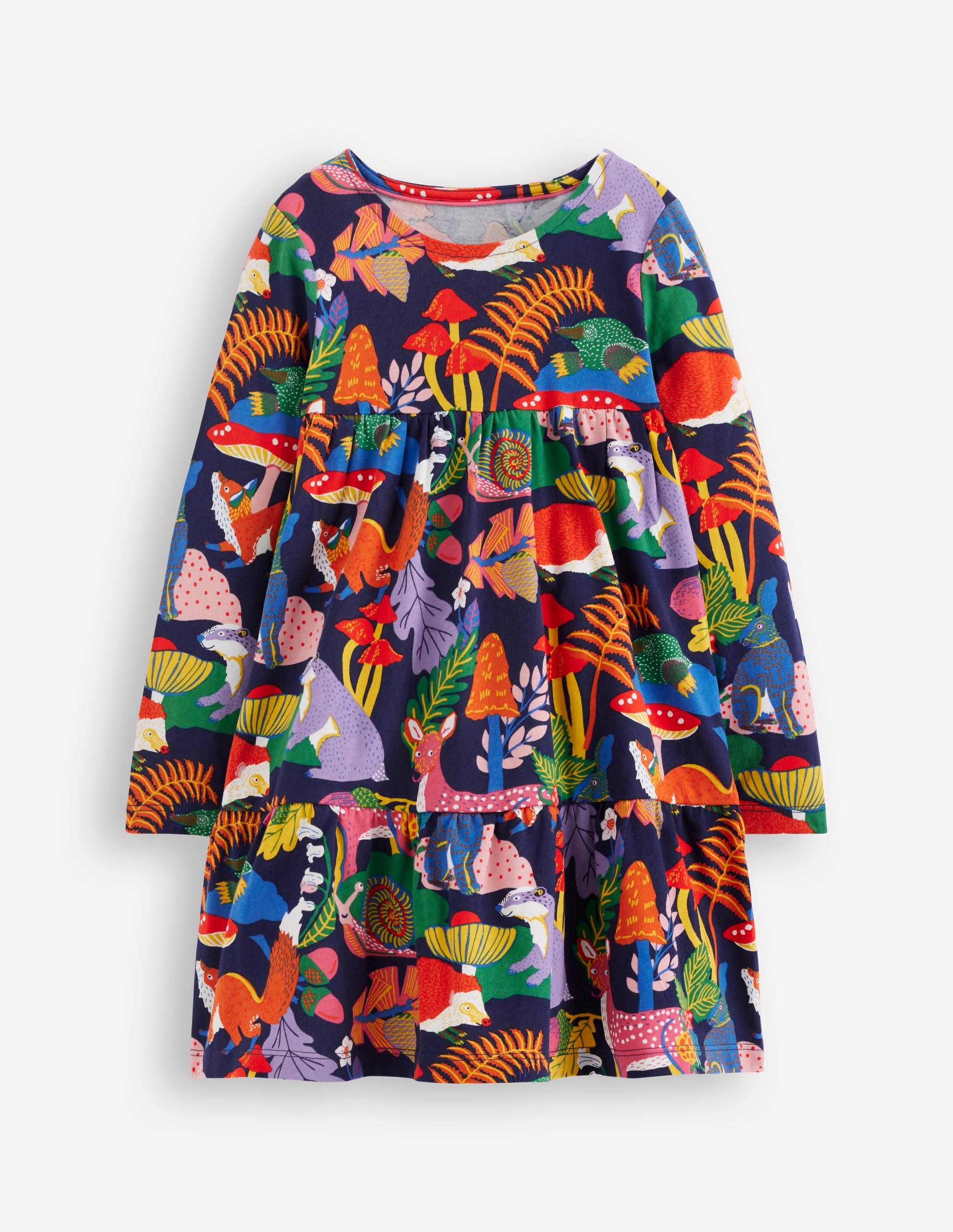 Ariel Long Sleeve Twirly Dress-Multi Rainbow Forrest | Boden USA