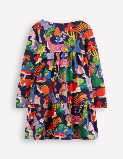 Ariel Long Sleeve Twirly Dress-Multi Rainbow Forrest | Boden USA