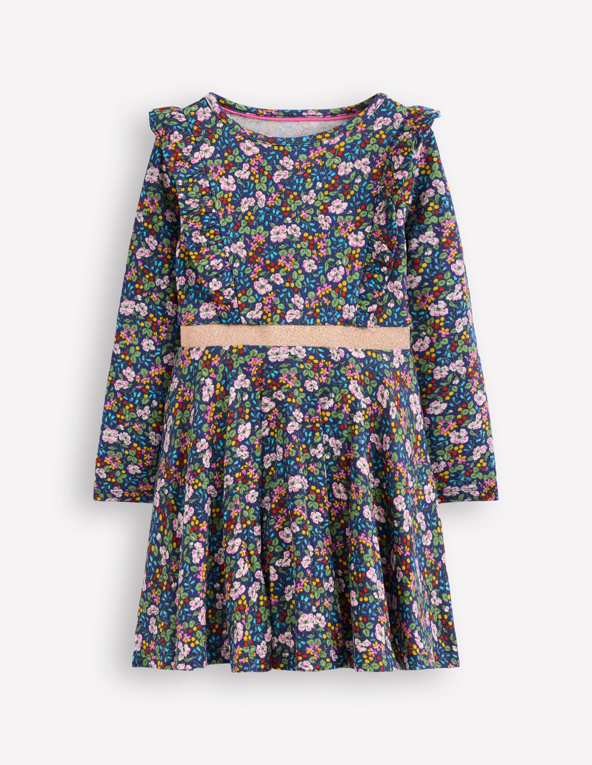 Cora Twirly Jersey Dress-Starboard Blue Berry Floral | Boden USA