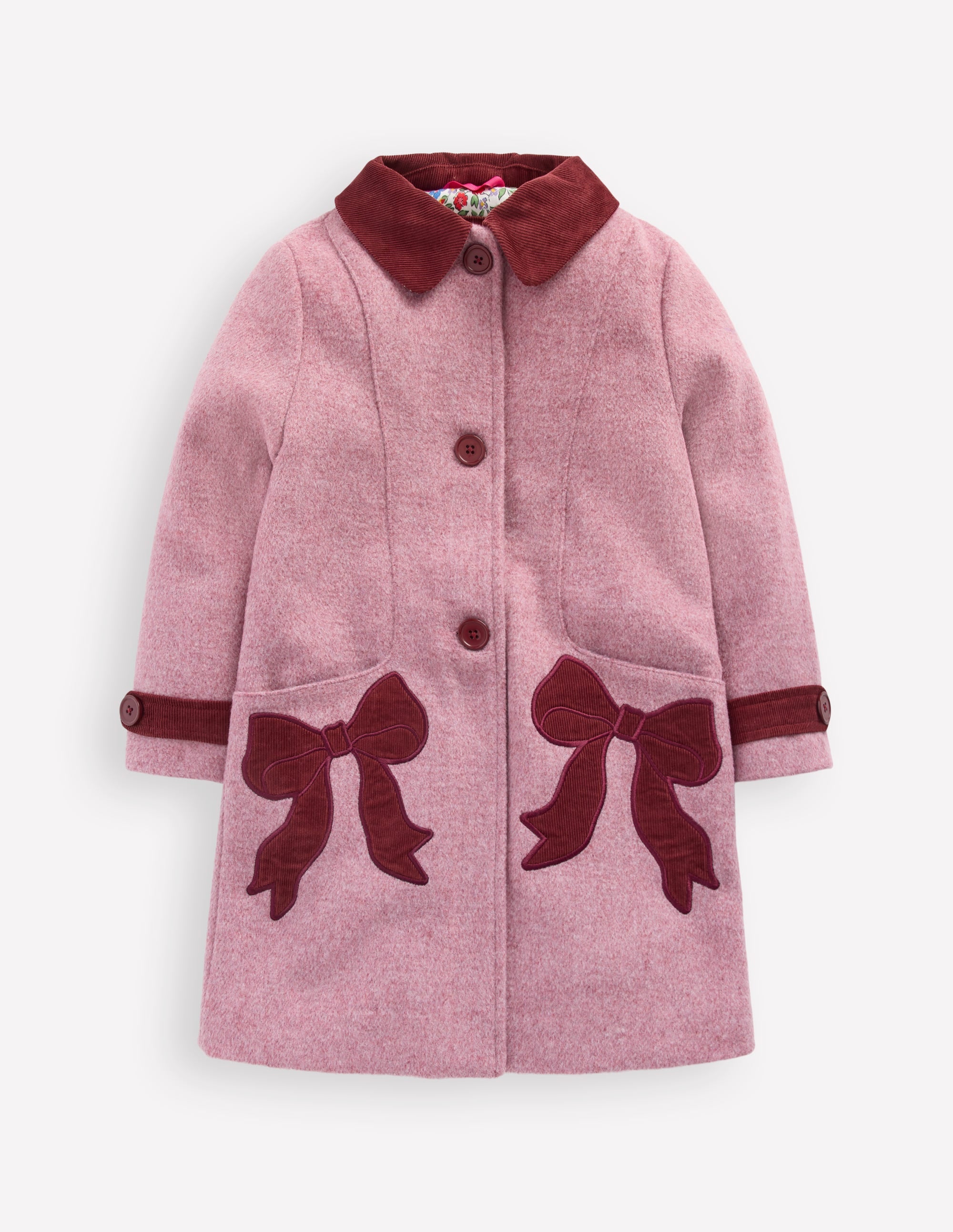 Wool Blend Coat-Pink Haze Bows | Boden USA