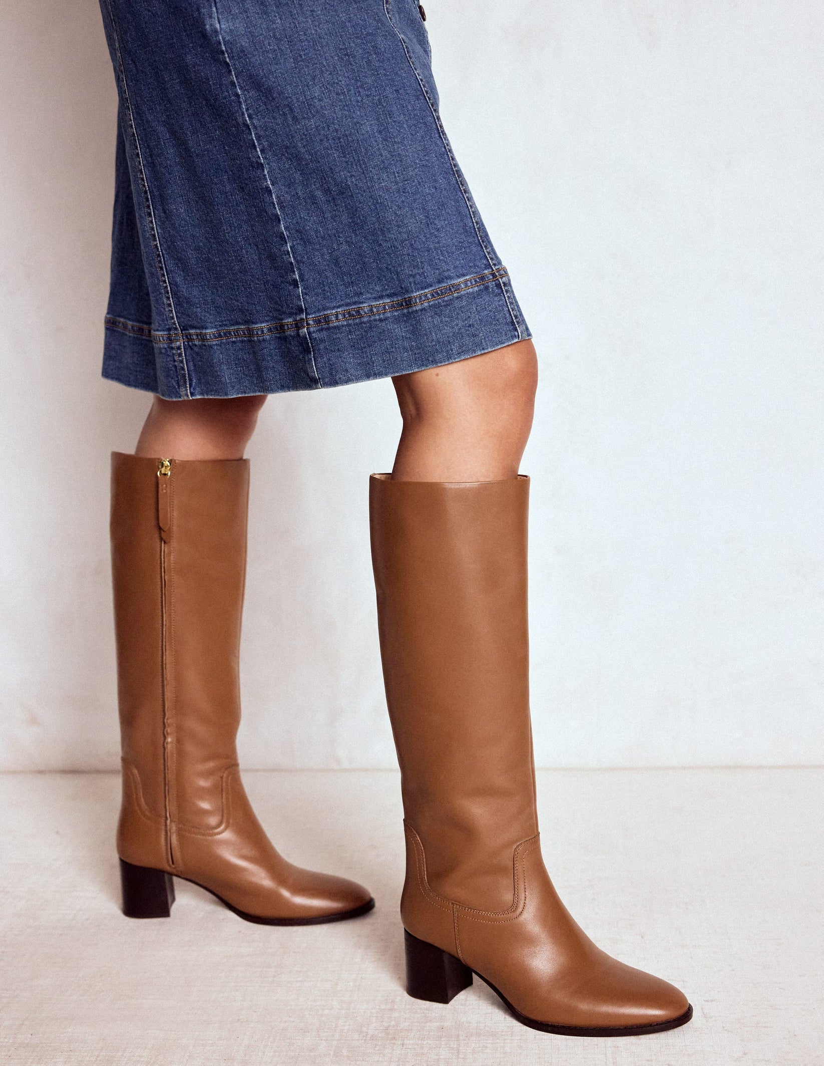 Skye Smart Knee Boots-Tan | Boden USA
