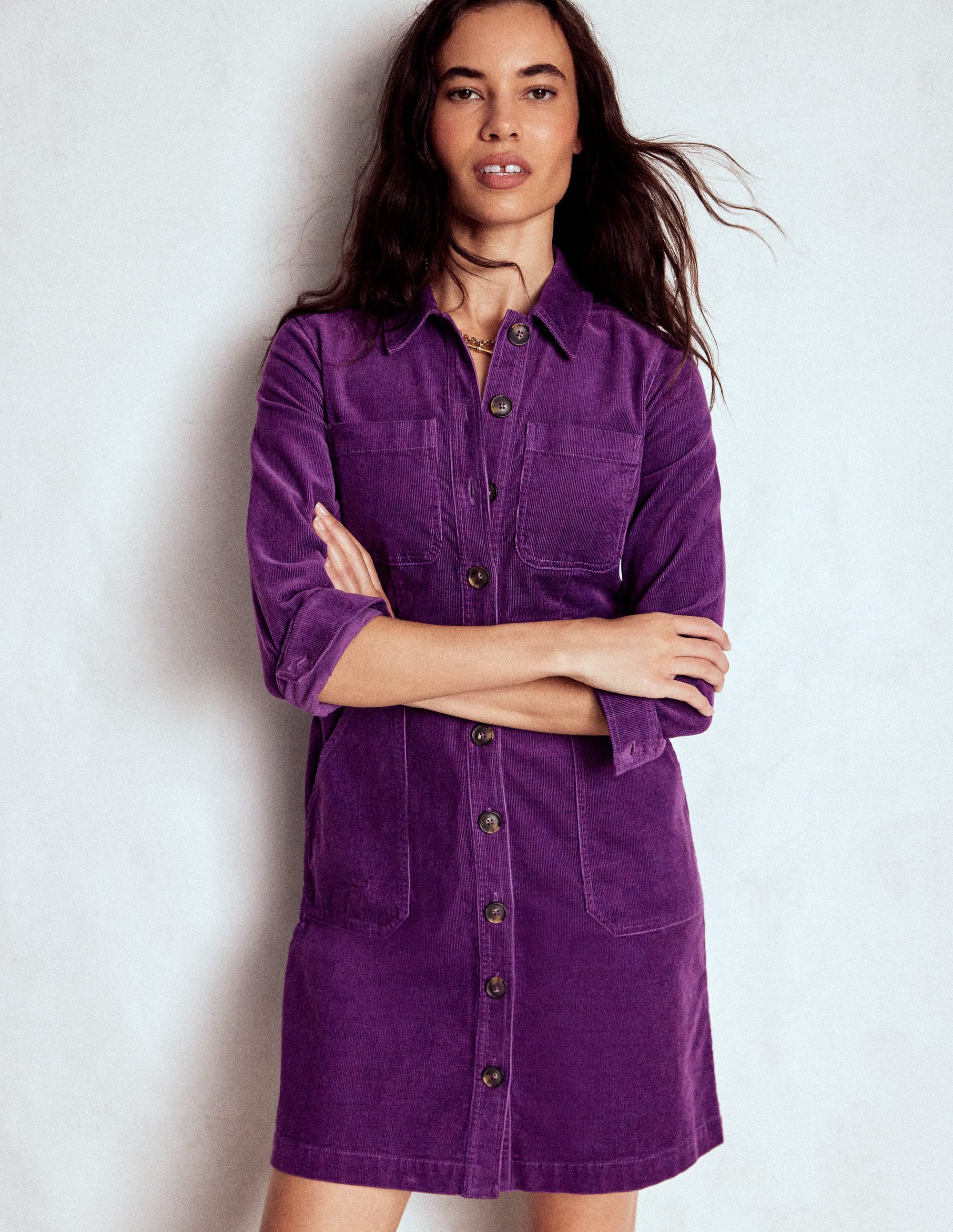 Amanda Cord Short Dress-Viola Purple | Boden USA