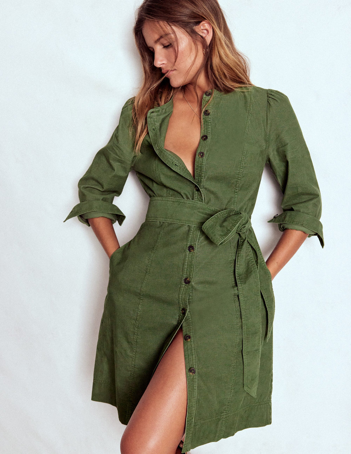 Bre Cord Short Dress-Fern | Boden USA