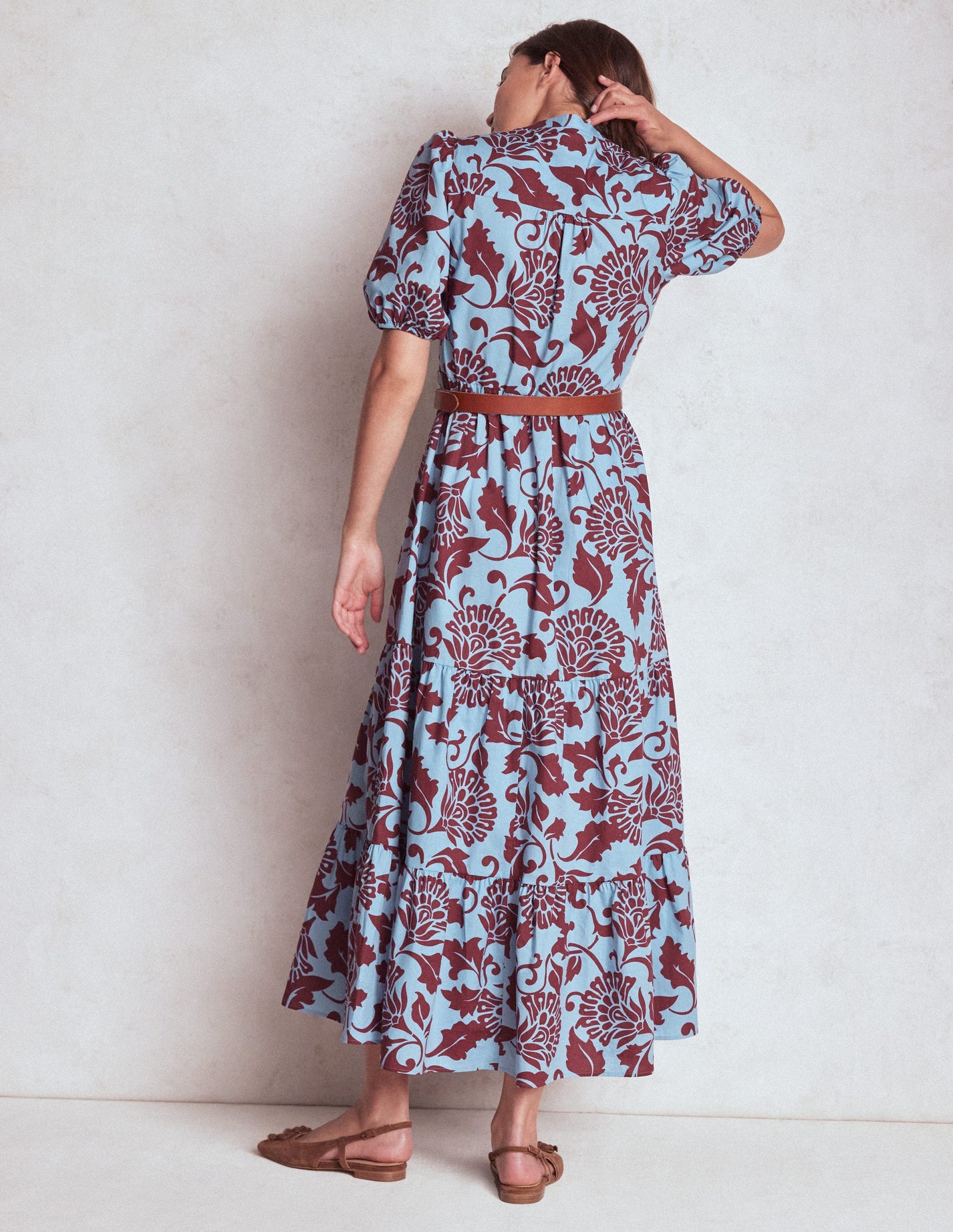 Christabel Cotton Midi Dress-Glacier Blue, Ornate Vine | Boden USA