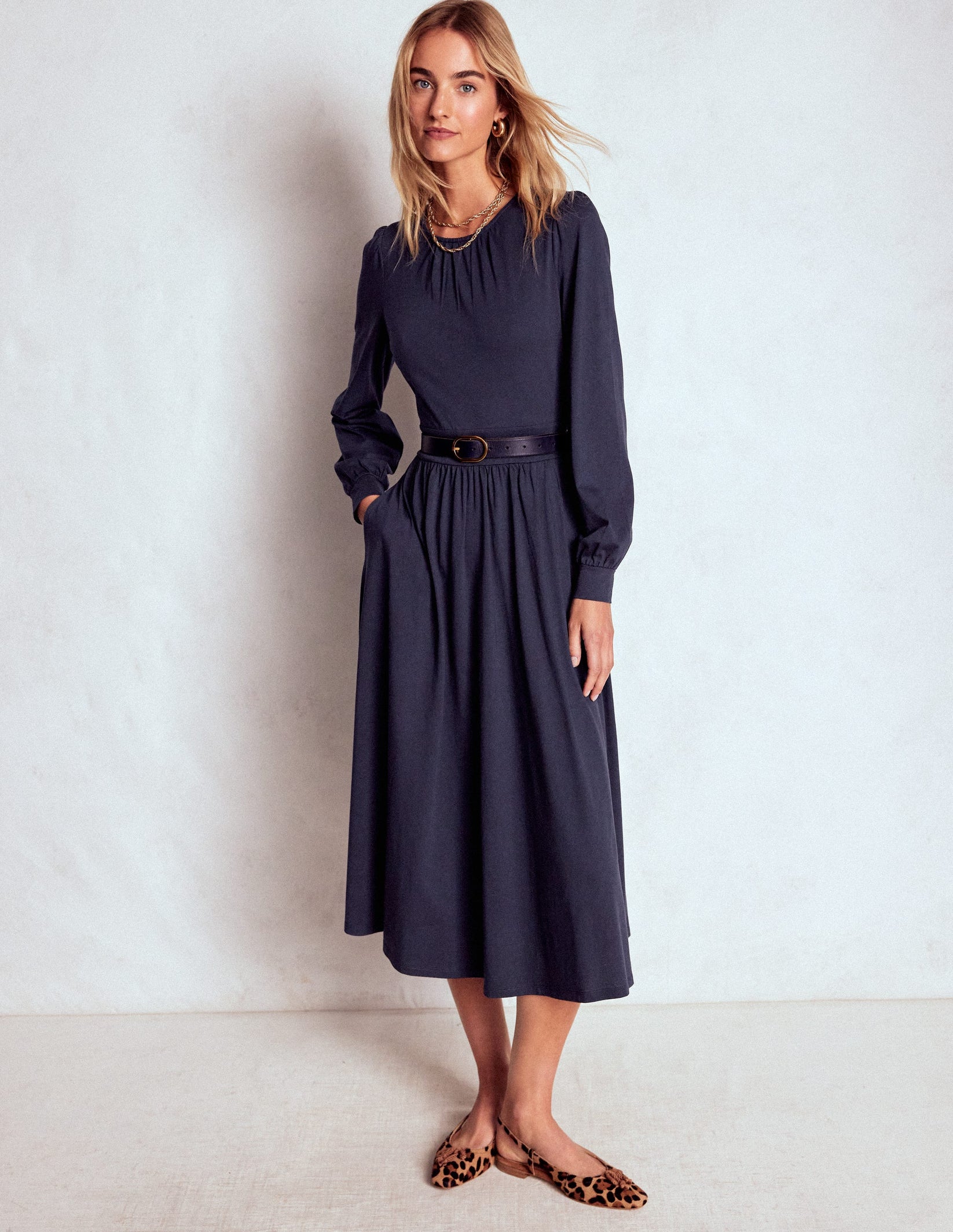 Alexandra Jersey Midi Dress-Navy | Boden USA