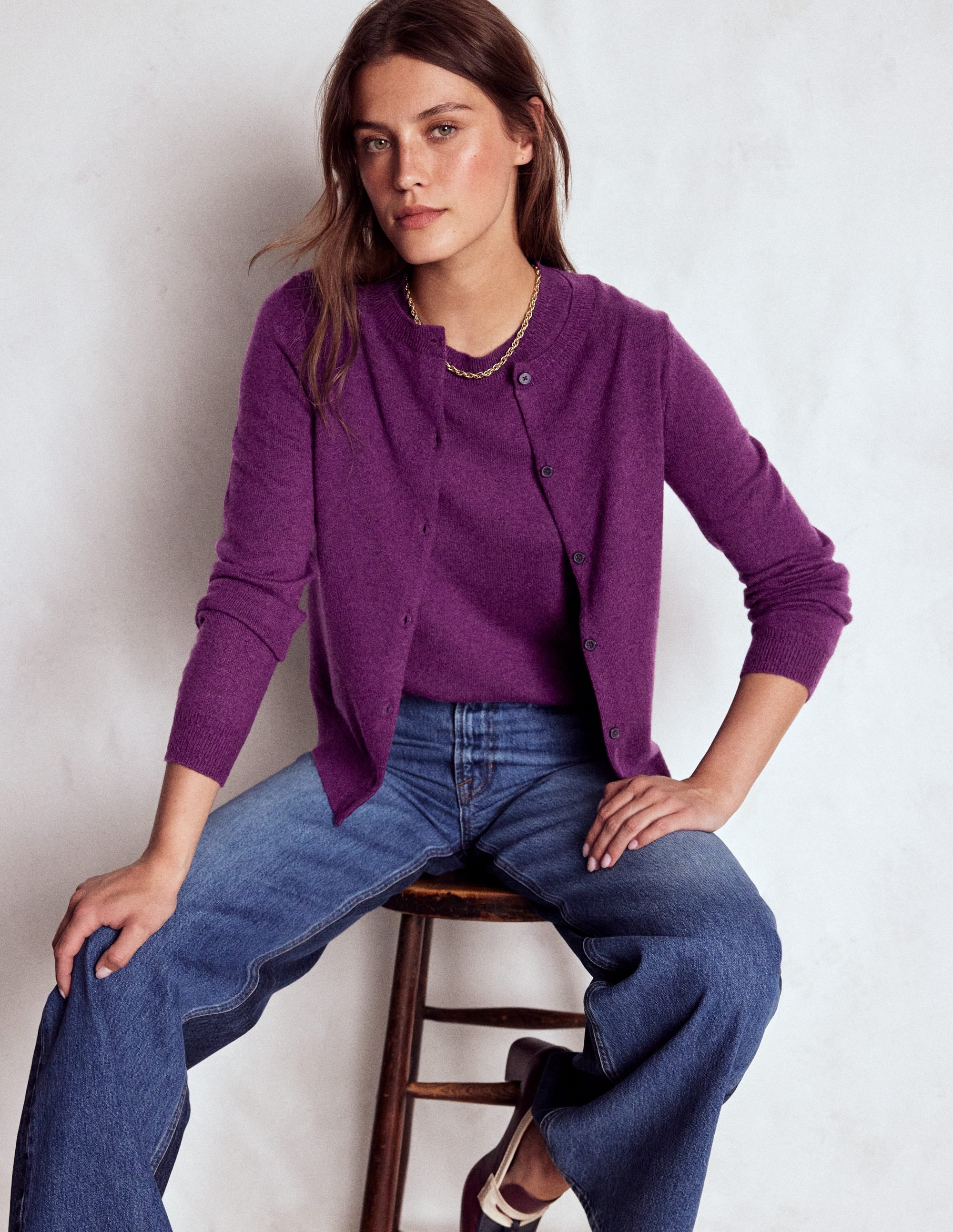 Eva Cashmere Vest-Plum Melange | Boden USA