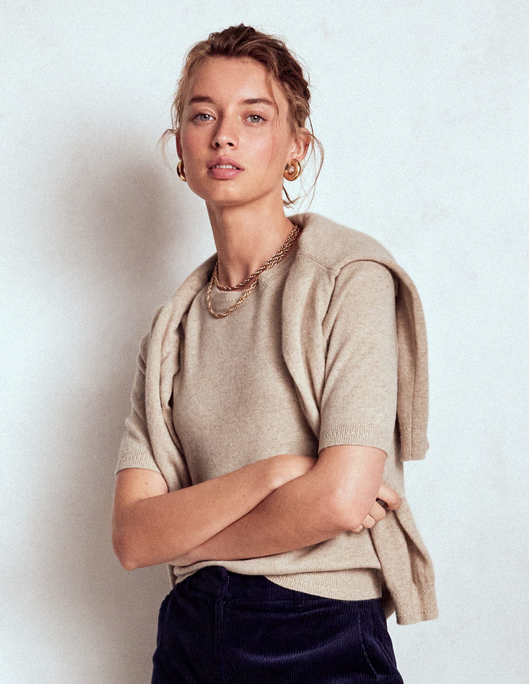 Eva Cashmere T - Shirt - Chinchilla Melange | Boden USA