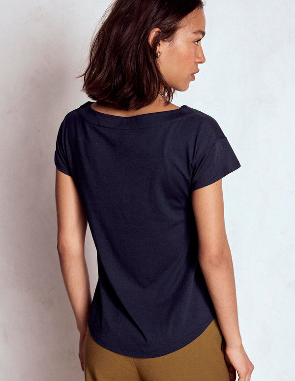 Supersoft Boat Neck T-Shirt-Navy | Boden USA