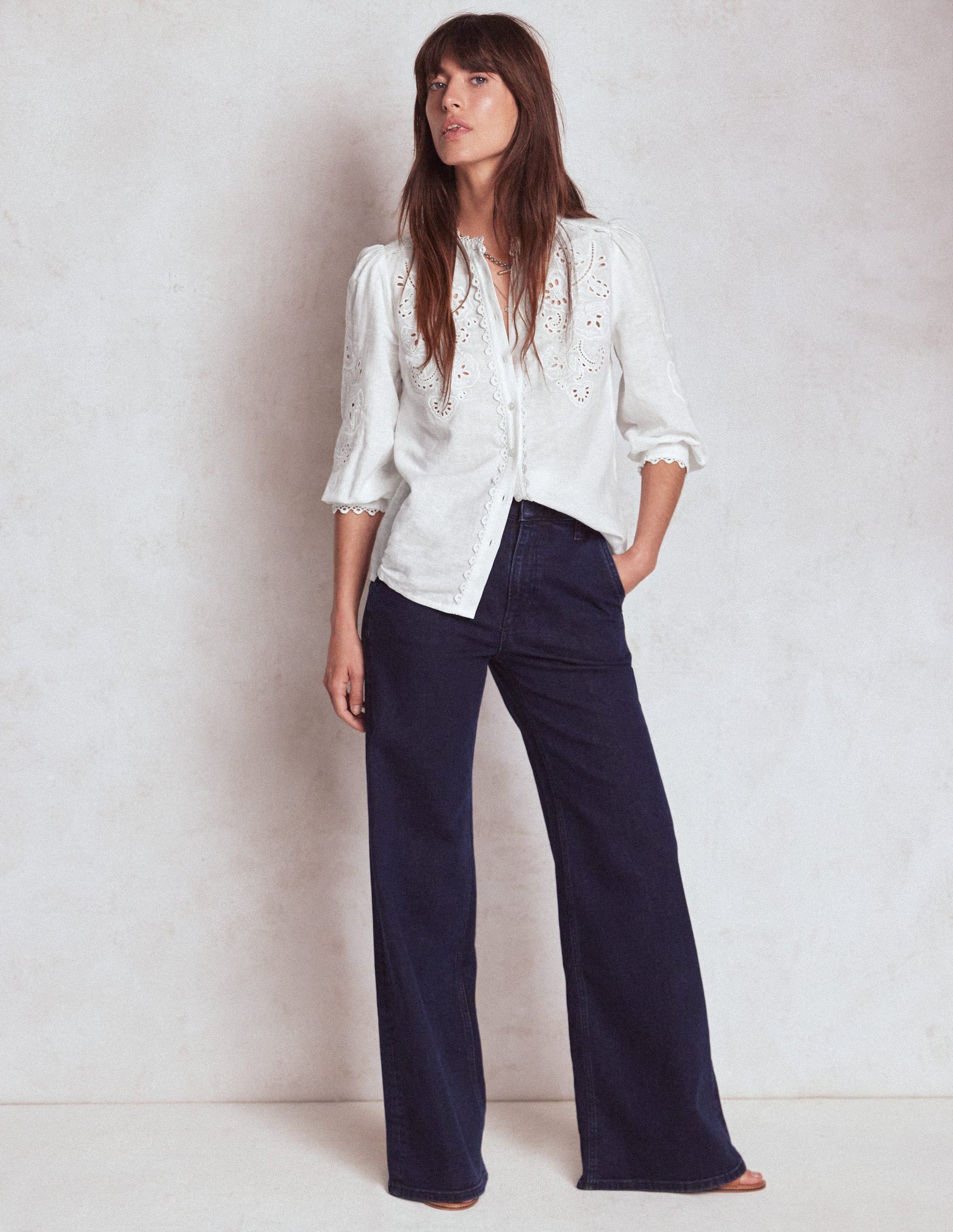 Alicia Cutwork Linen Top-White, Cutwork Embroidery | Boden USA