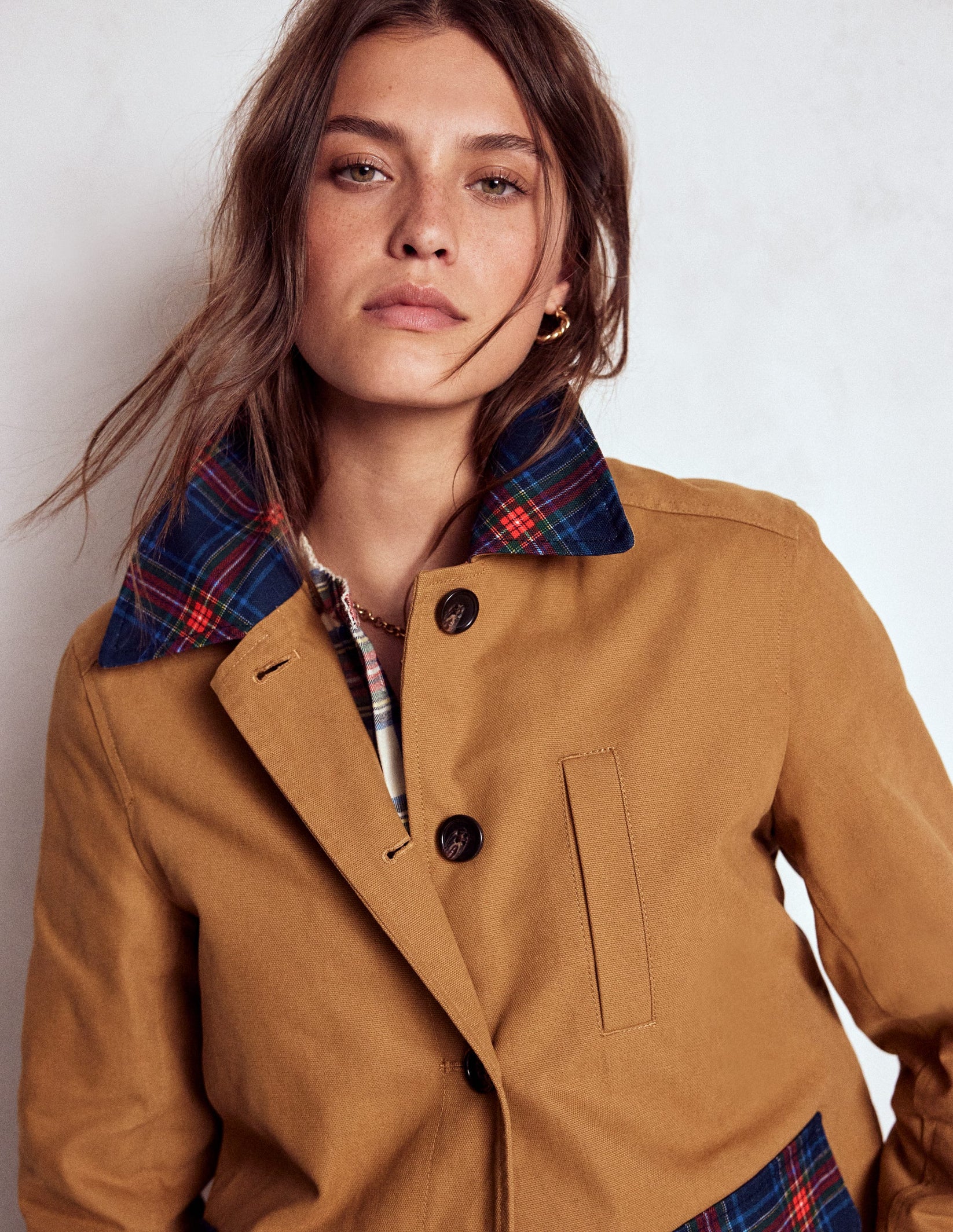 Canvas Barn Jacket-Hazelnut Brown, Check | Boden USA