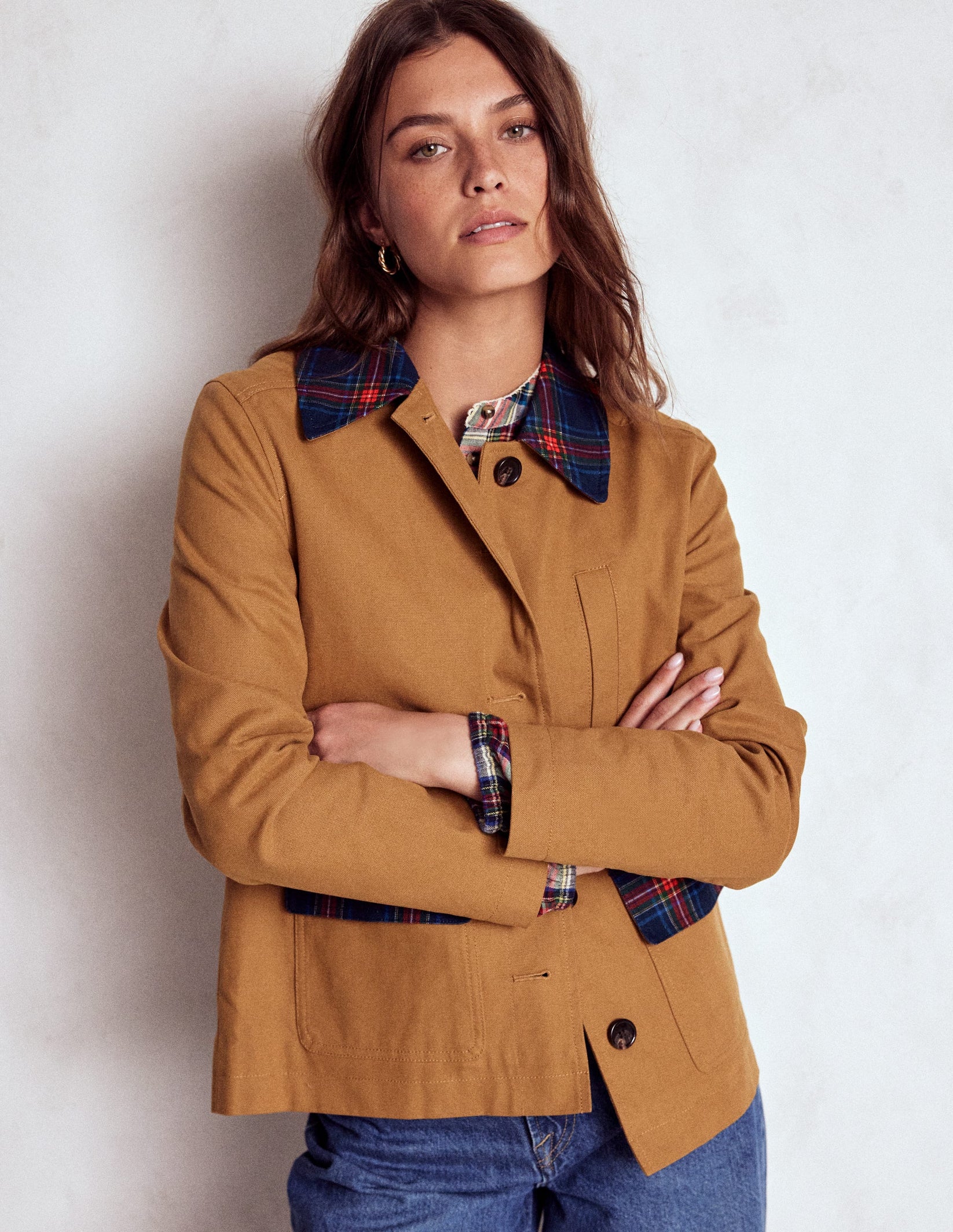 Canvas Barn Jacket-Hazelnut Brown, Check | Boden USA