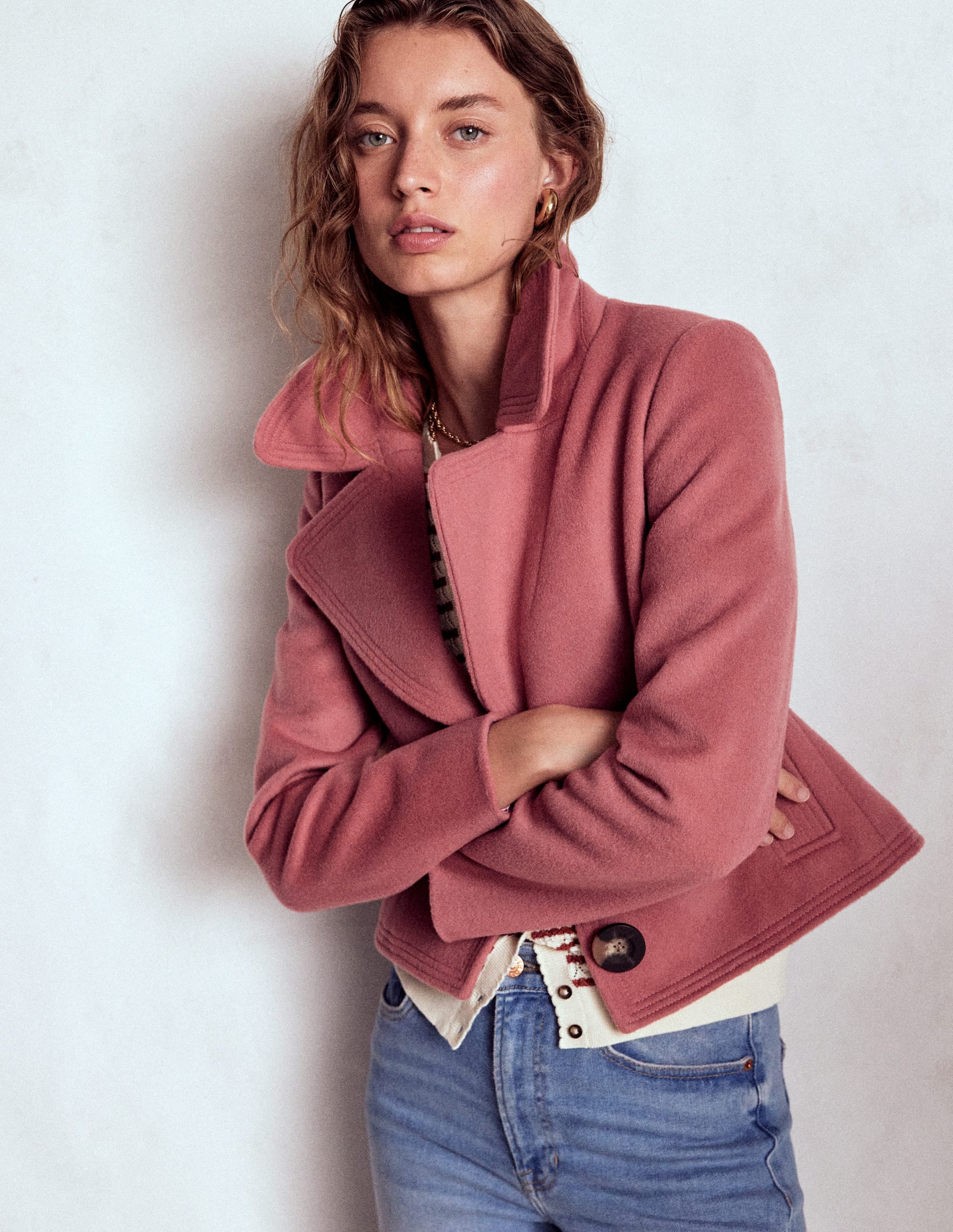 Topstitch Jacket-DUSTY PINK | Boden USA