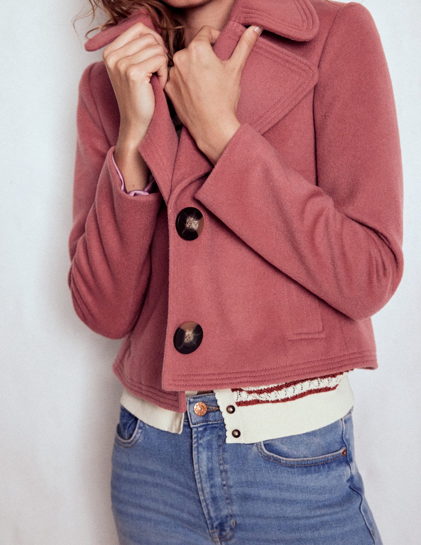 Topstitch Jacket-DUSTY PINK | Boden USA