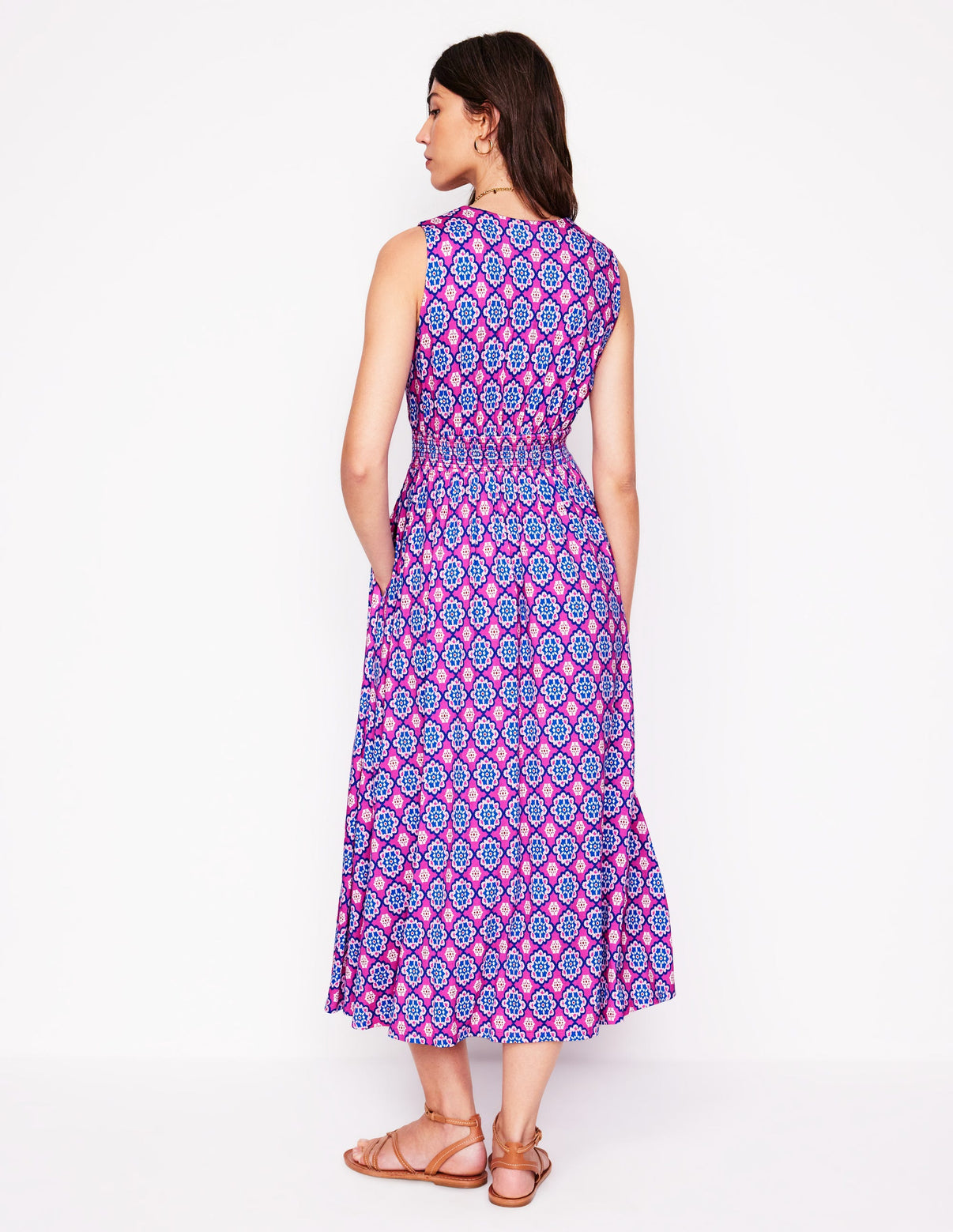Paloma Jersey Maxi Dress-Cosmos Pink, Bloom Geo | Boden USA