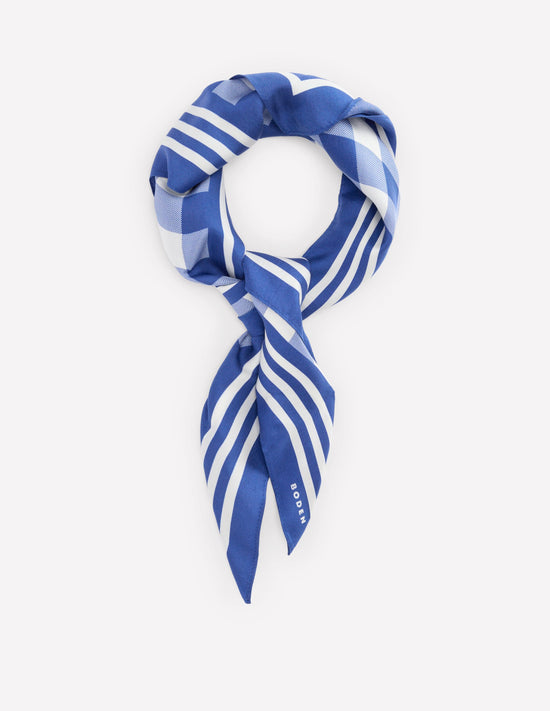 Silk Square Scarf-Bright Blue, Gingham | Boden USA