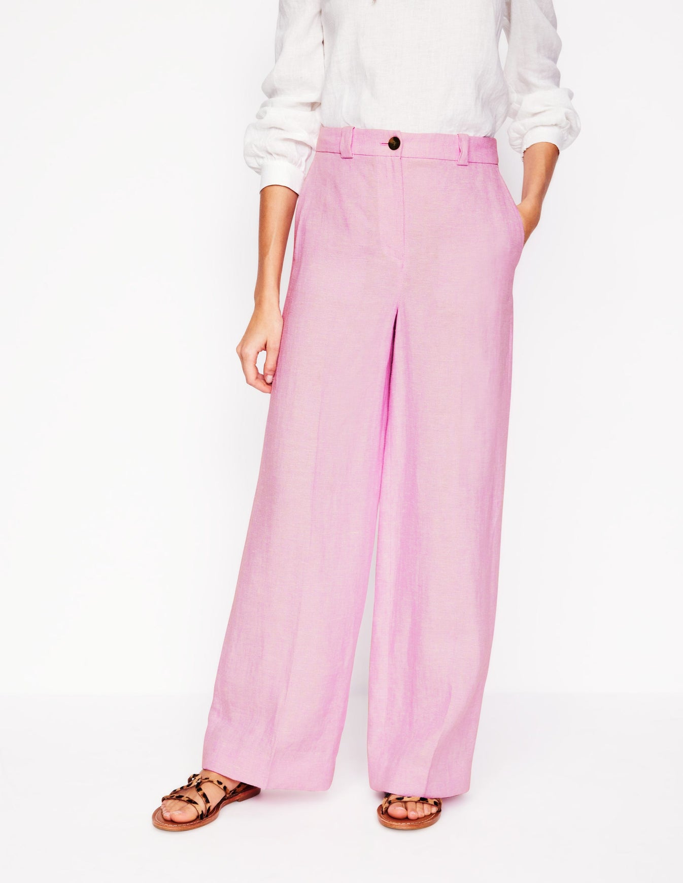 Westbourne Linen Pants-Meadowsweet Pink Chambray | Boden USA
