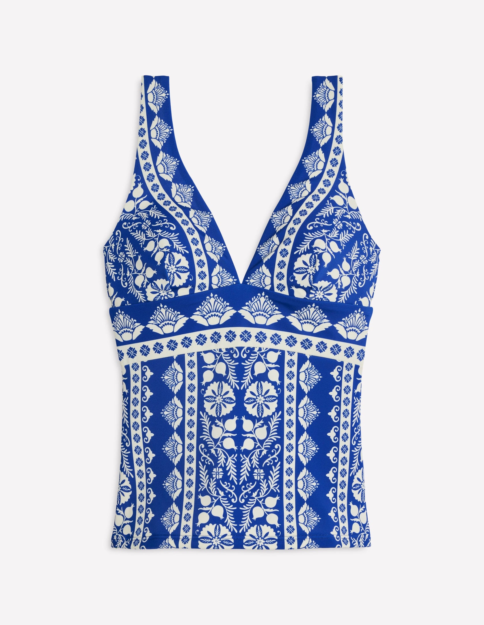 Porto Tankini Top-Bright Blue, Ornate Stripe | Boden USA