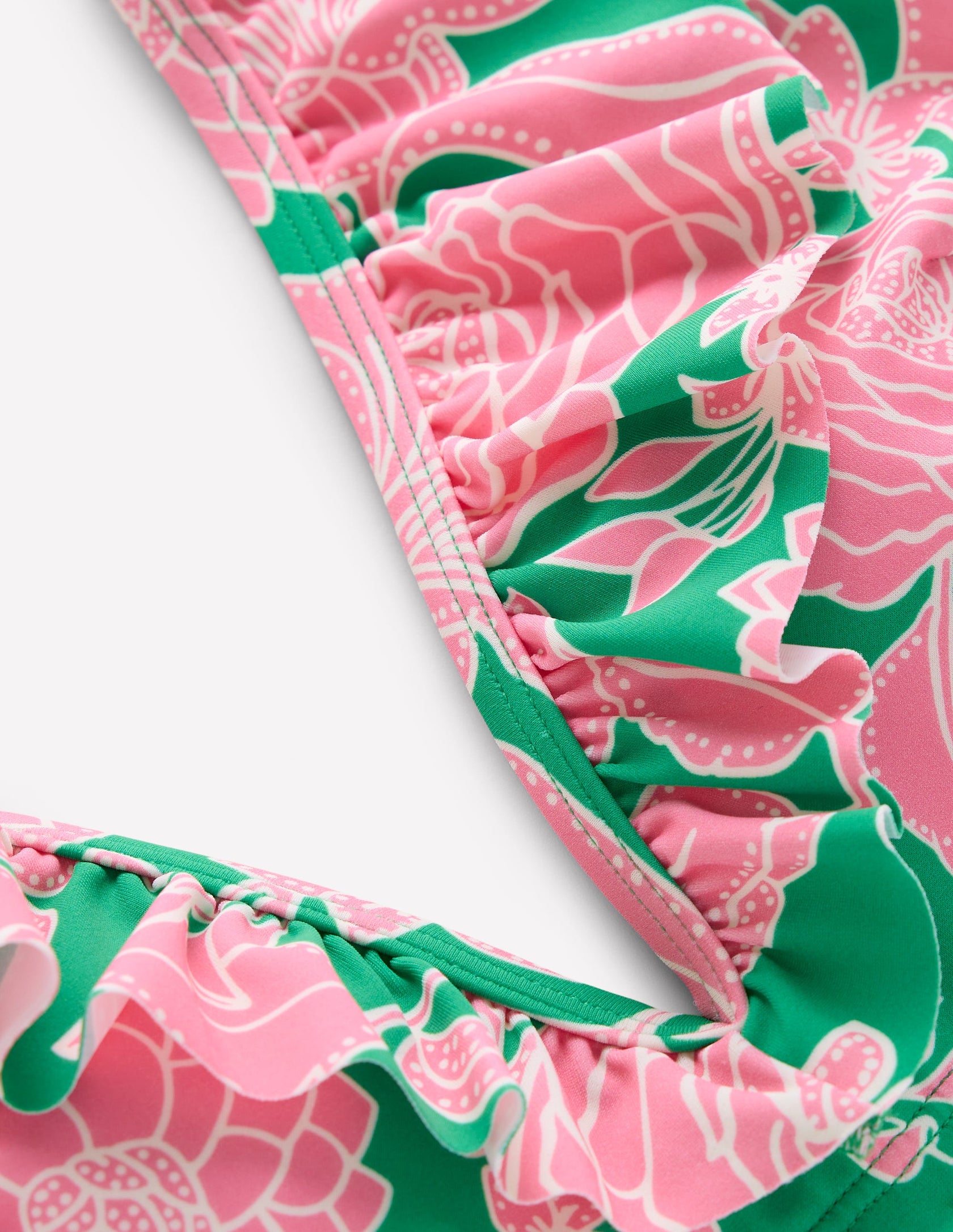 Evia Ruffle Bikini Top-Rich Emerald, Blossom Cascade | Boden USA