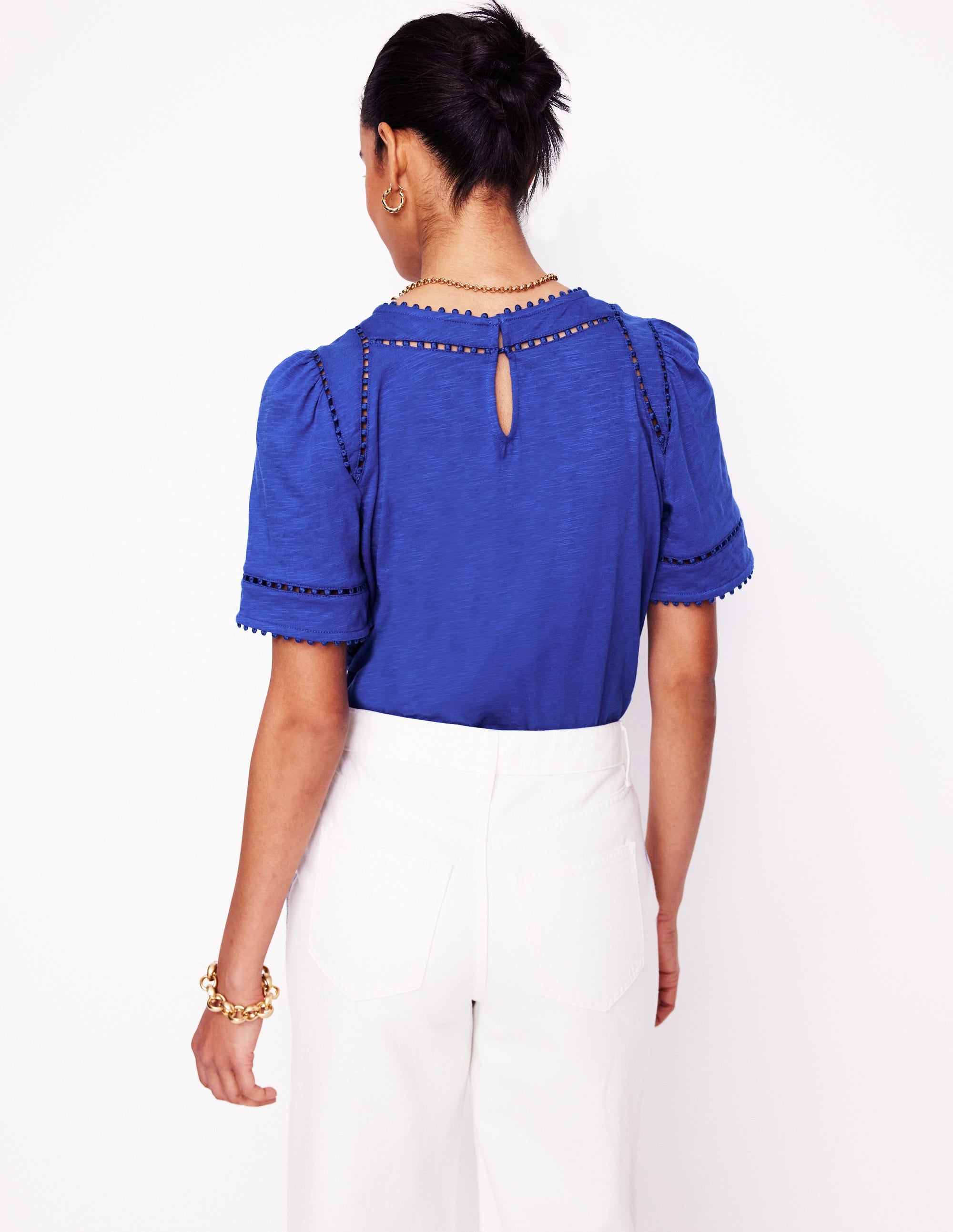 Mila Trim Detail Top-Bright Blue | Boden USA