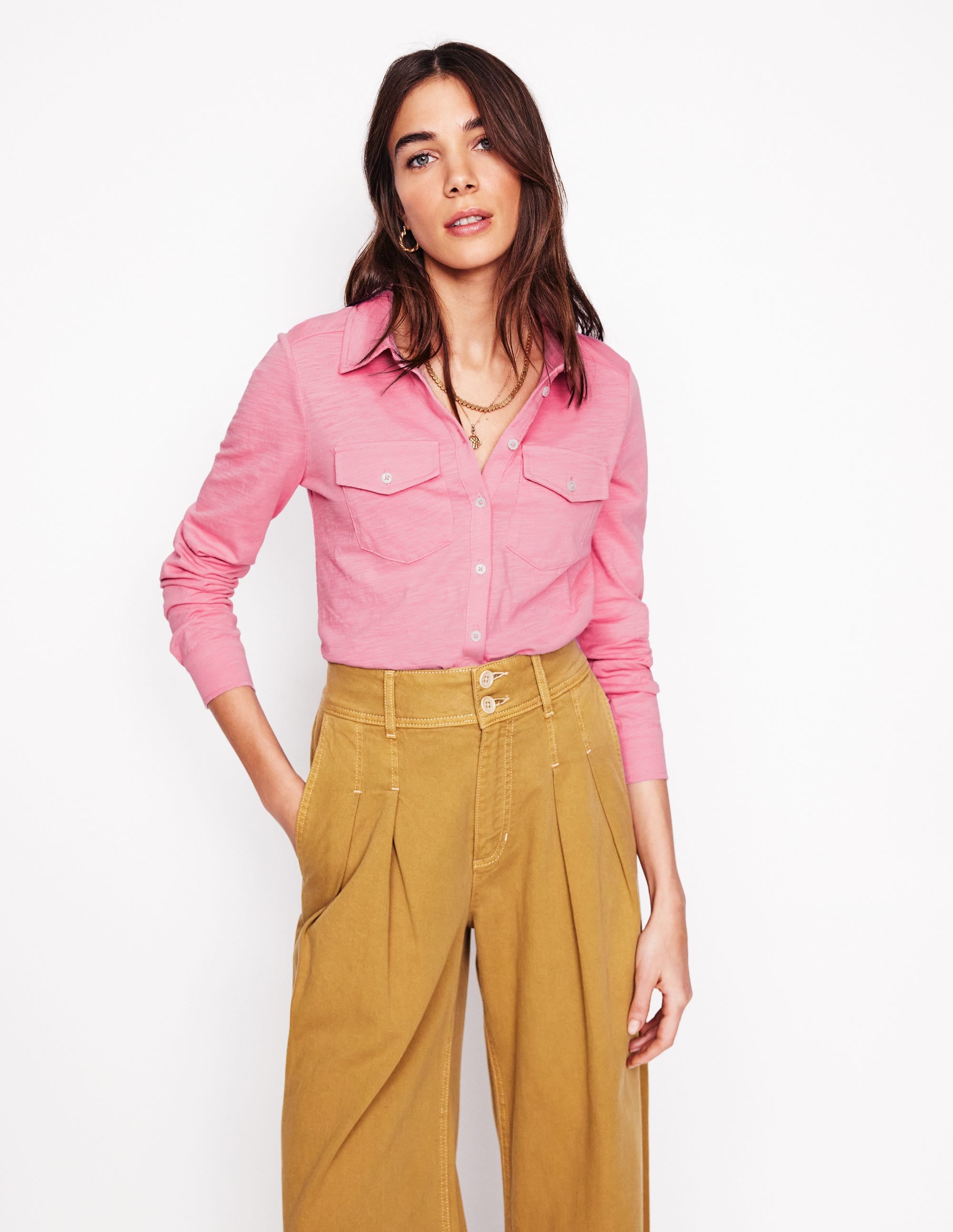 Amy Jersey Shirt-Formica Pink | Boden USA