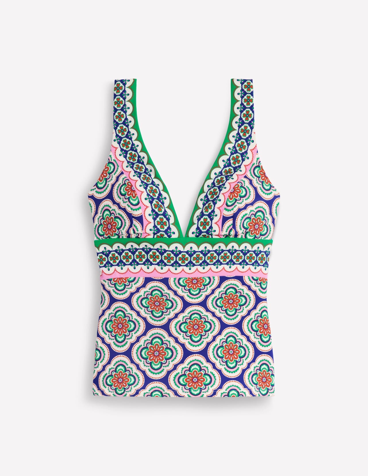 Porto Tankini Top-Bright Blue, Botanic Blush | Boden USA