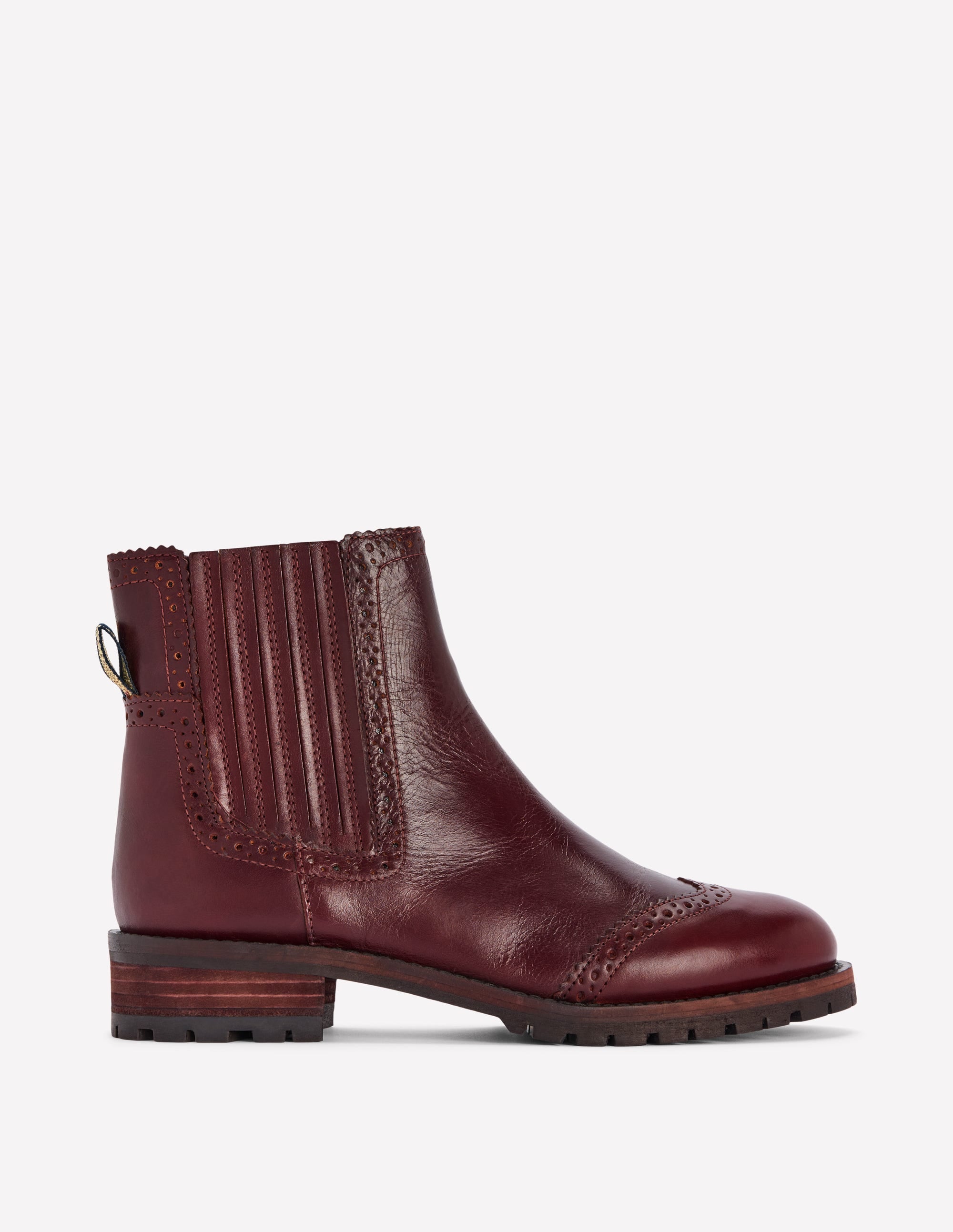 Brogue Detail Chelsea Boots-Oxblood | Boden USA
