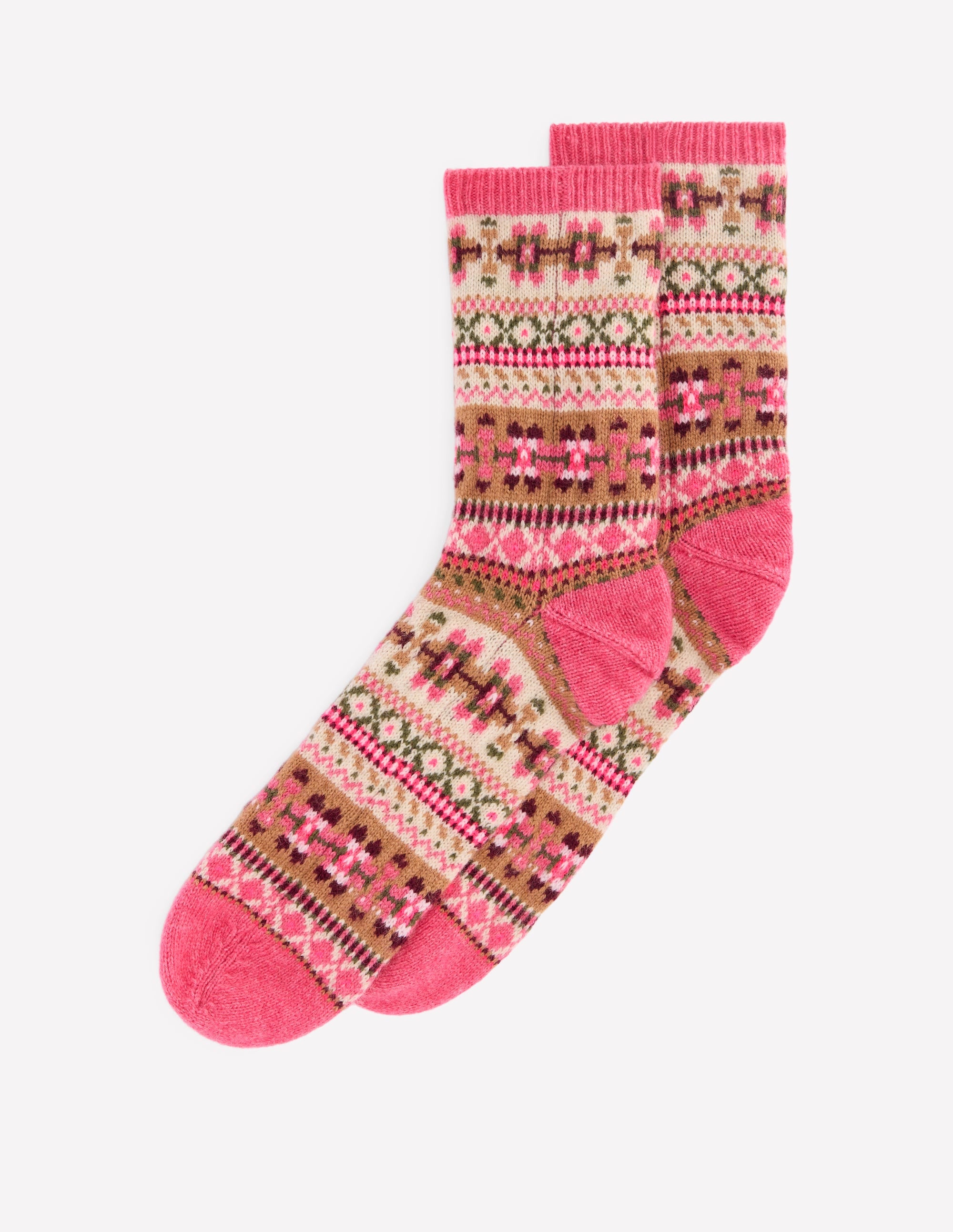 Fair Isle Socks-Pink | Boden USA