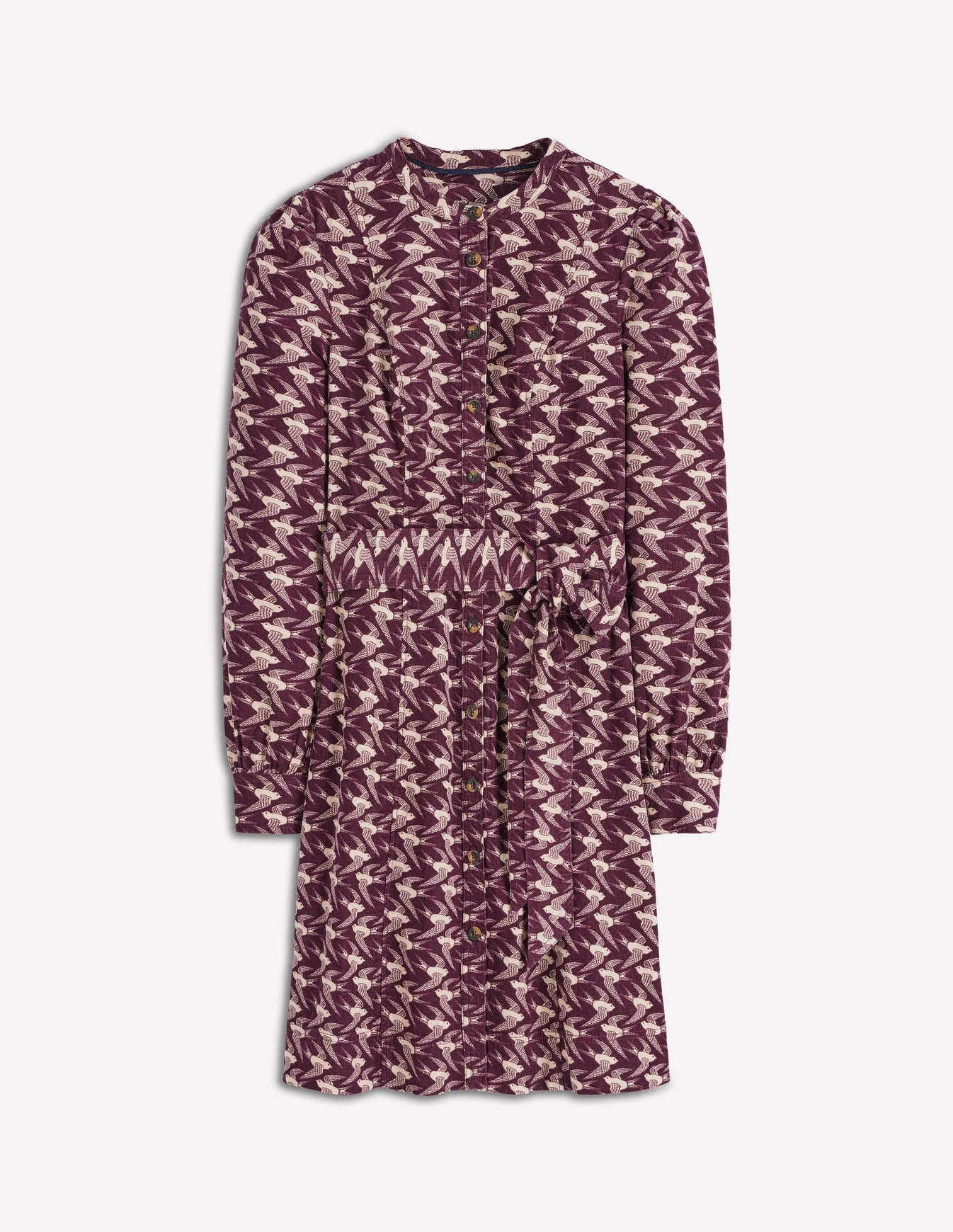 Bre Cord Short Dress-Dark Cherry, Swooping Swallow | Boden USA