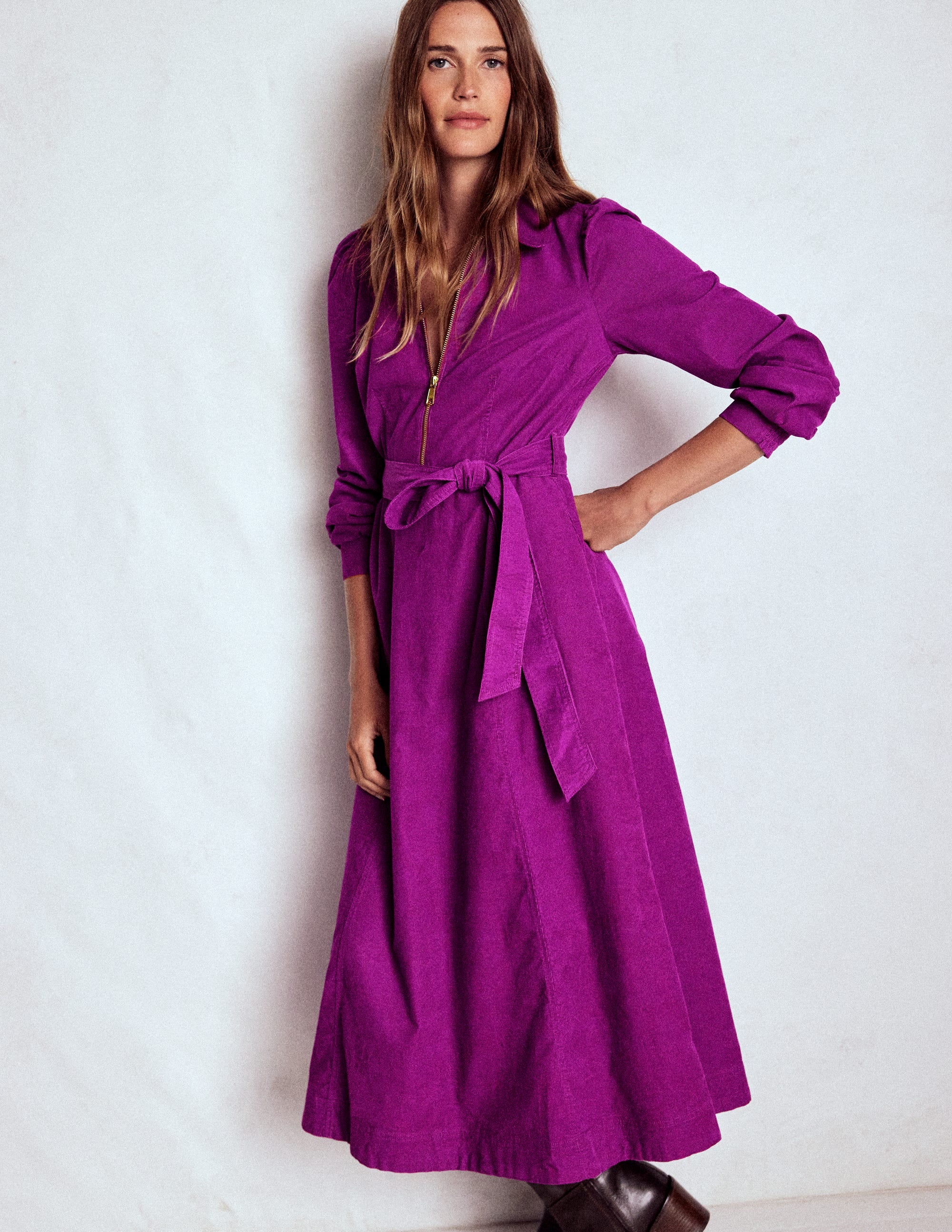 Adelaide Zip Cord Midi Dress-Regal Purple | Boden USA