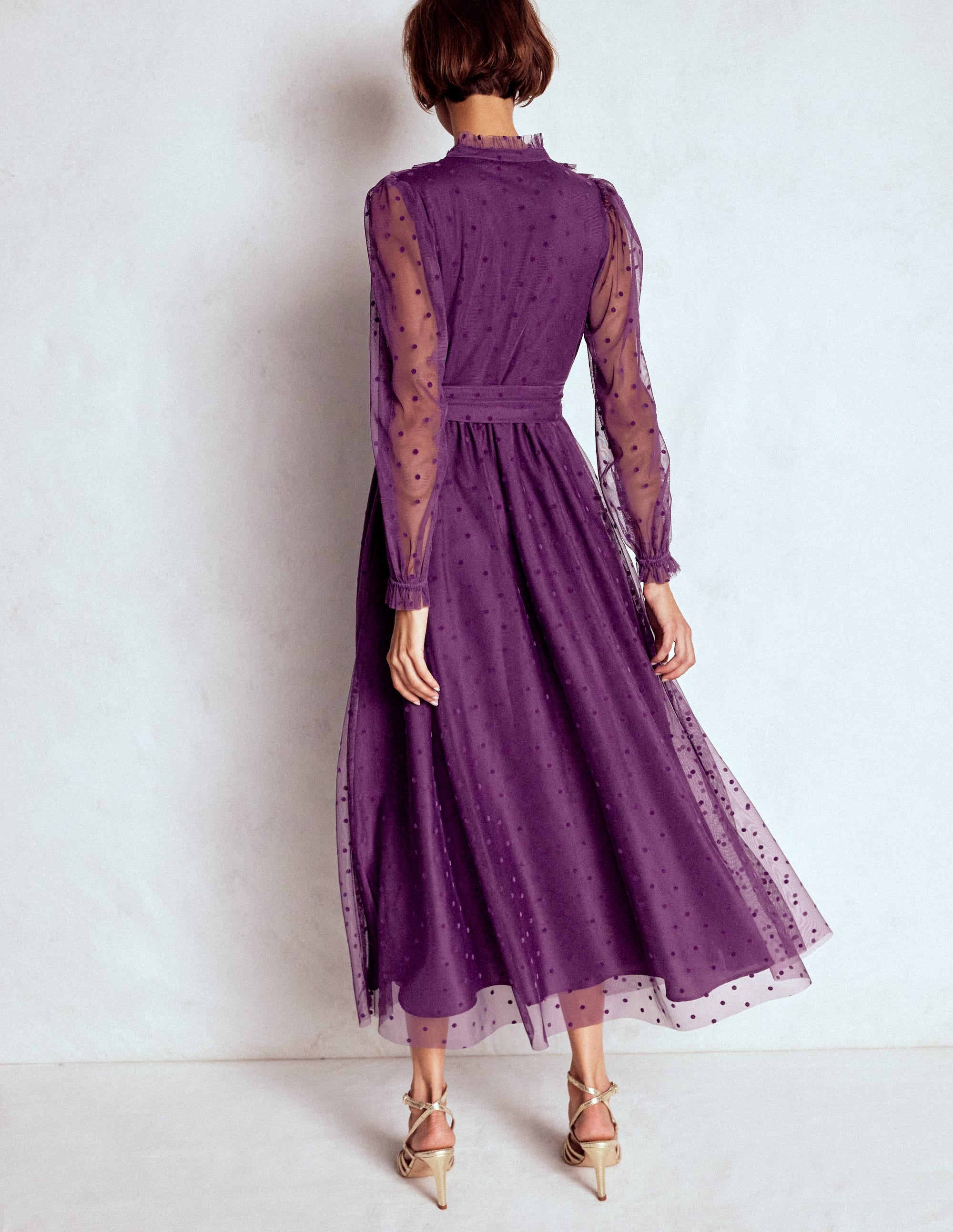 Tulle Ruffle Maxi Dress-Viola Purple | Boden USA
