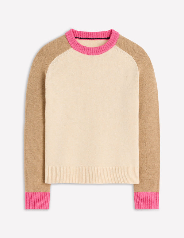 Marion Merino Sweater-Warm Ivory, Colourblock | Boden USA