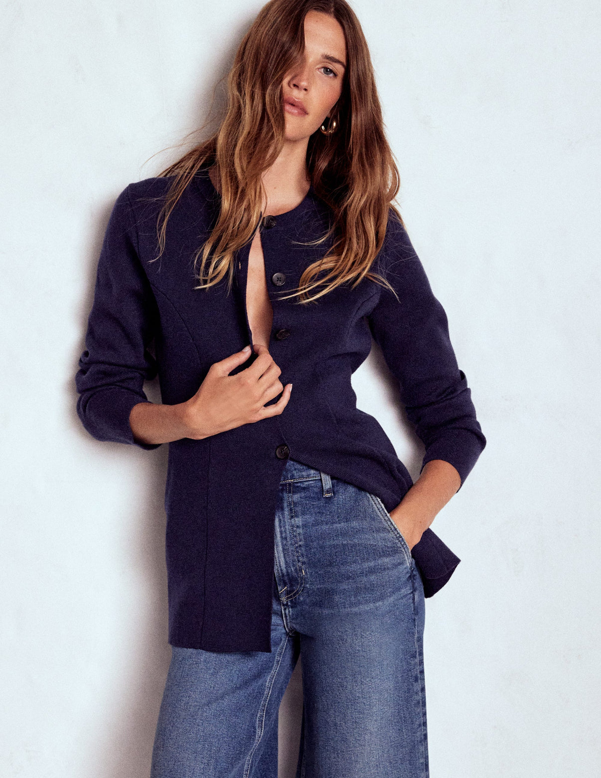 Joanna Fitted Knitted Jacket-Navy | Boden USA