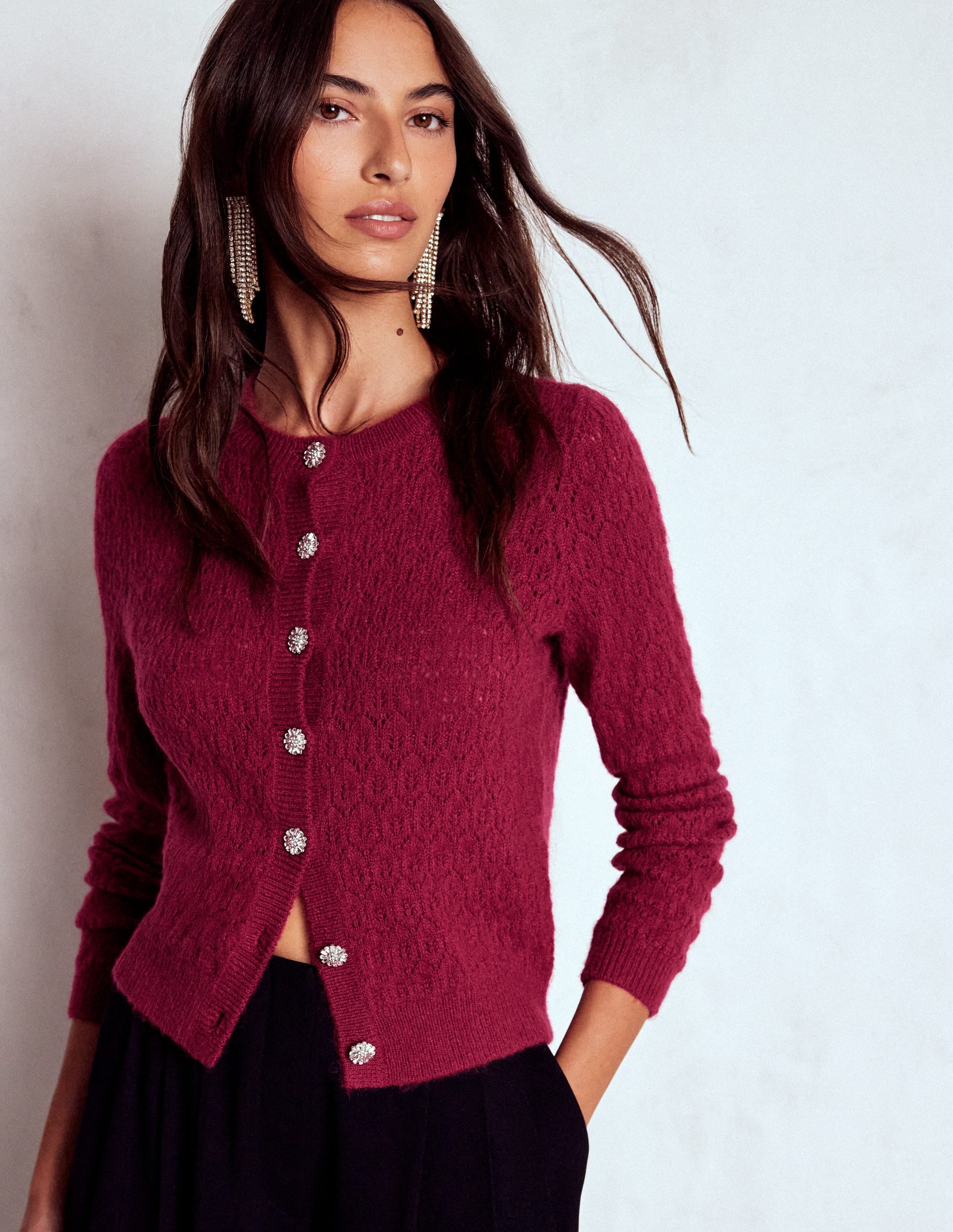 Jewel Button Cardigan-Ruby Red | Boden USA