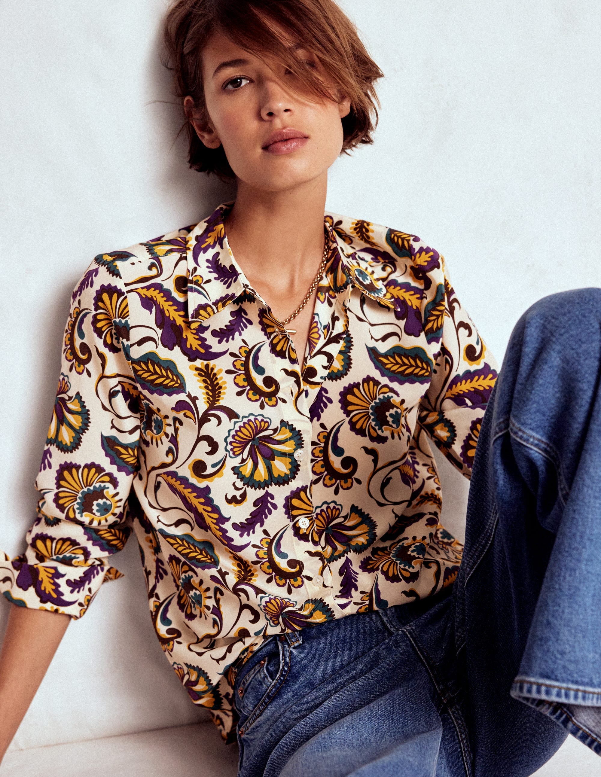 Sienna Silk Shirt-Multi, Ornate Meadow | Boden USA