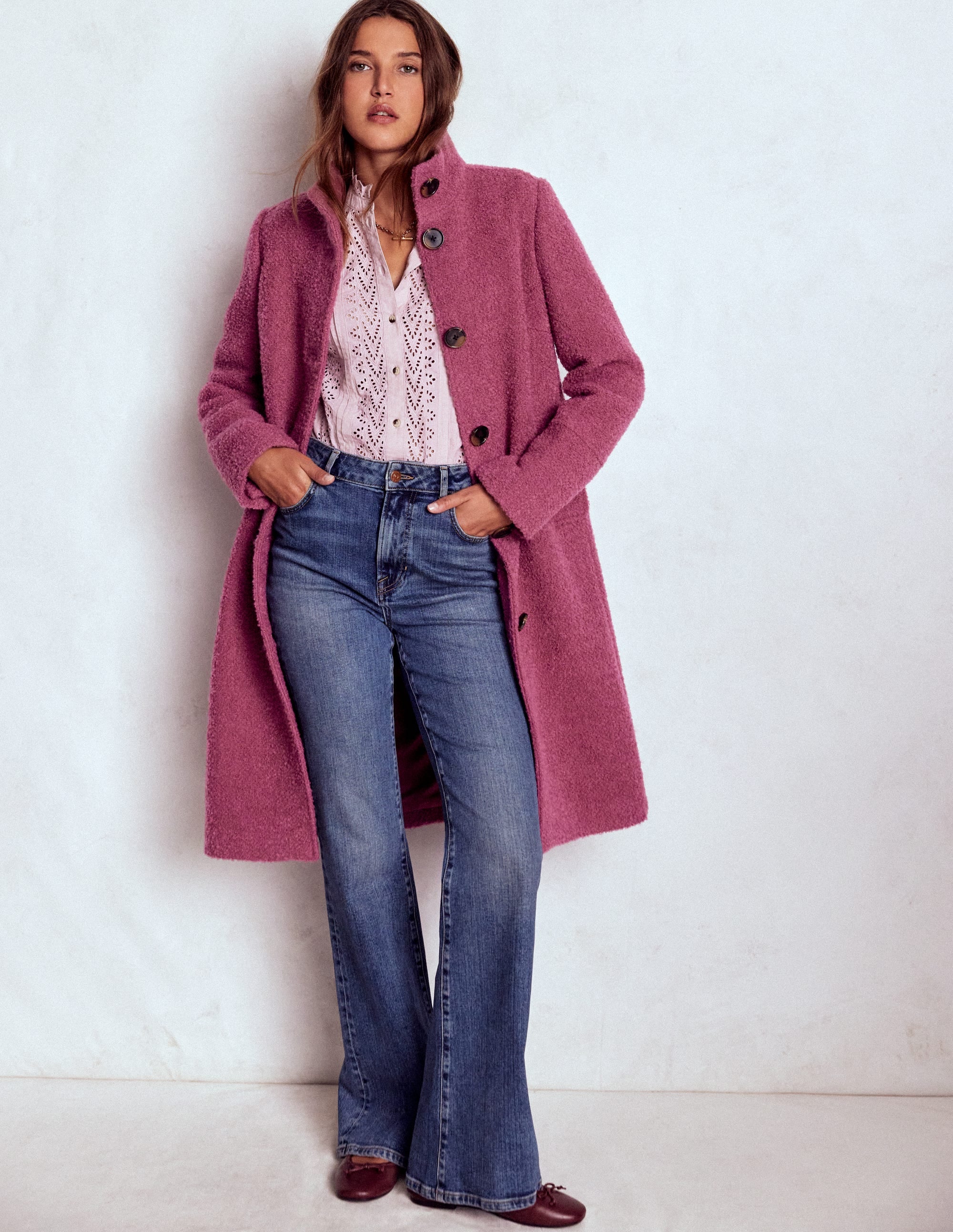 Funnel Neck Coat-Pink Heather | Boden USA